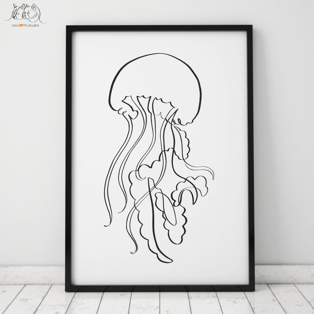 Jellyfish Svg, Jpeg, Png, One Line Art, Svg Files for Cricut, Sea ...