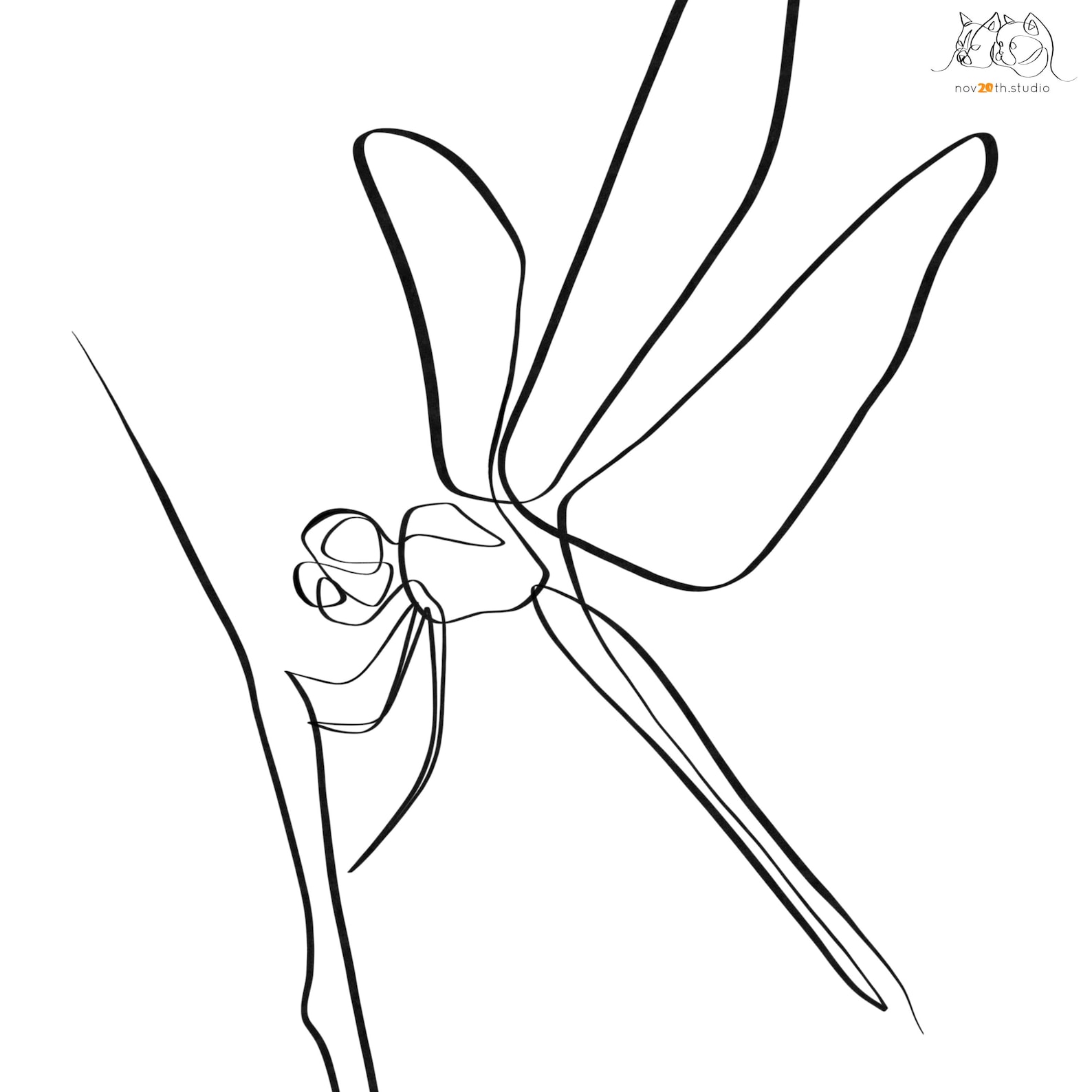 Instant Download Dragonfly Art, One Line Dragonfly, Minimalist ...