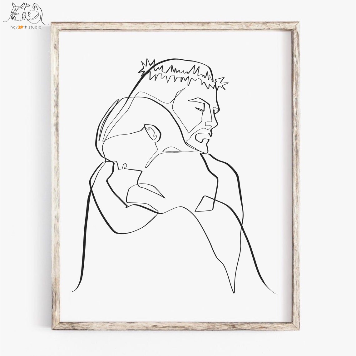 Jesus's Hug Svg, Jpeg, Png, One Line Art God's Hug, Hugging Baby ...