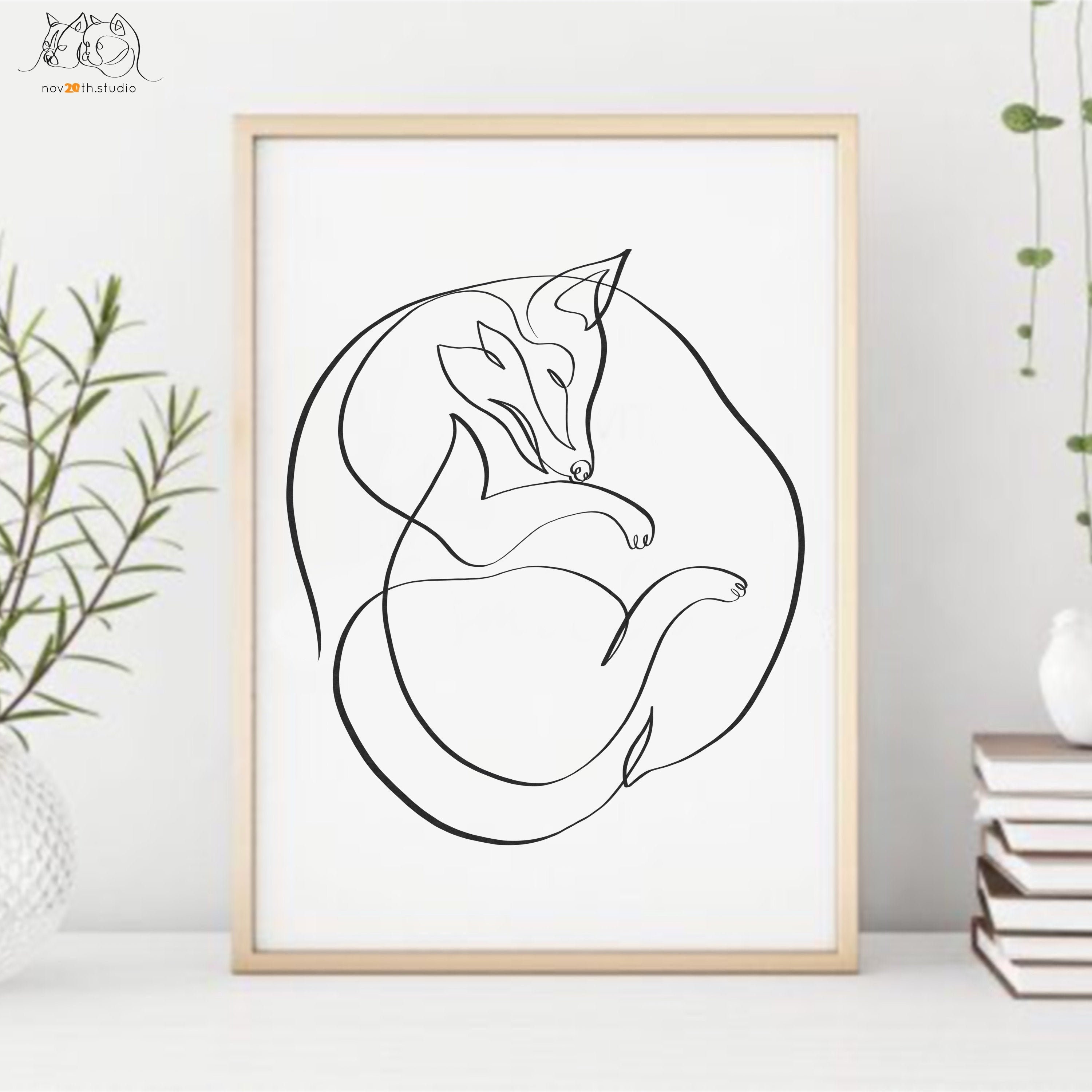 Fox Svg, Jpeg, Png, One Line Art, Fox Silhouette, Fox Vector File Fox ...