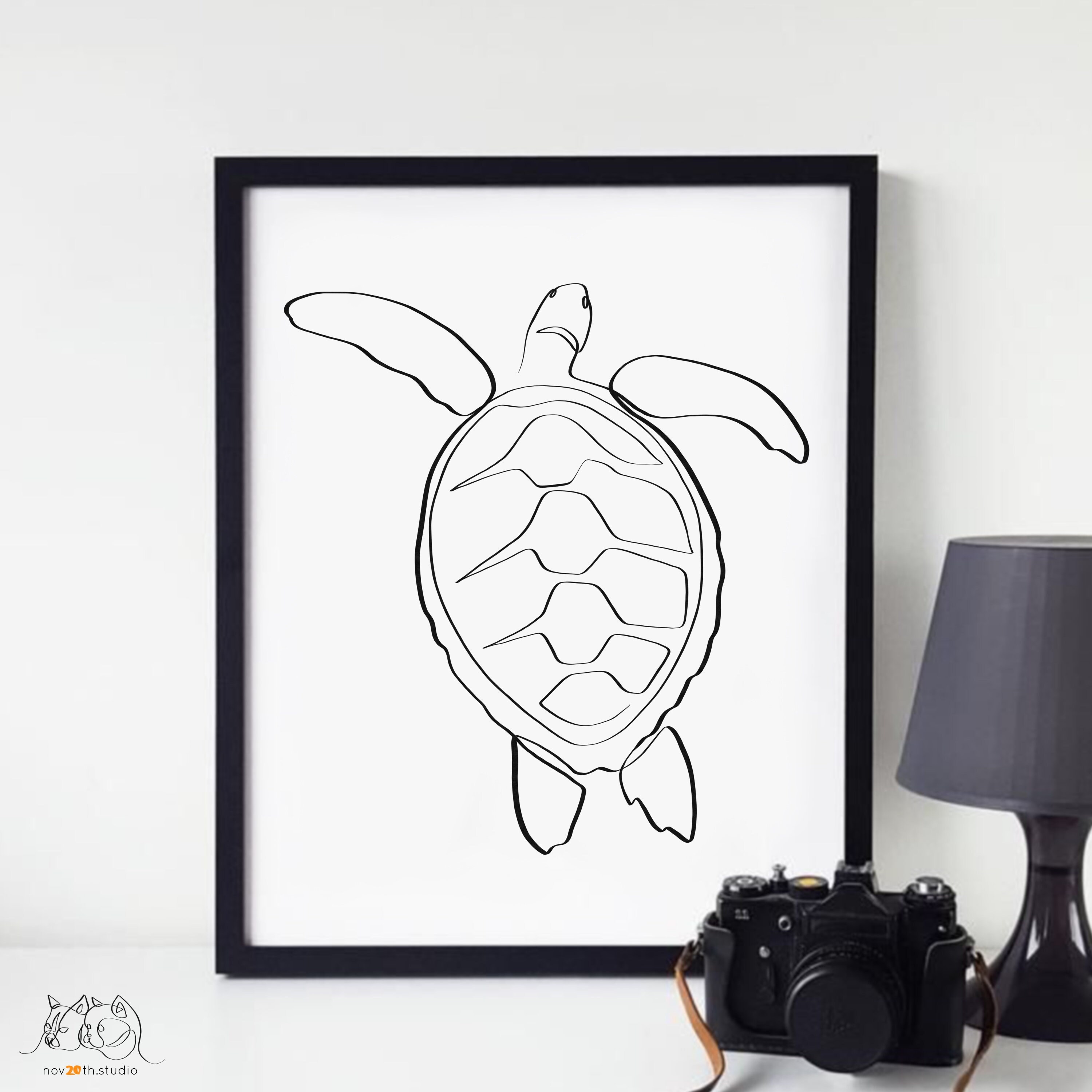 Instant Download Minimal Sea Turtle Art, One Line Sea Turtle Art ...