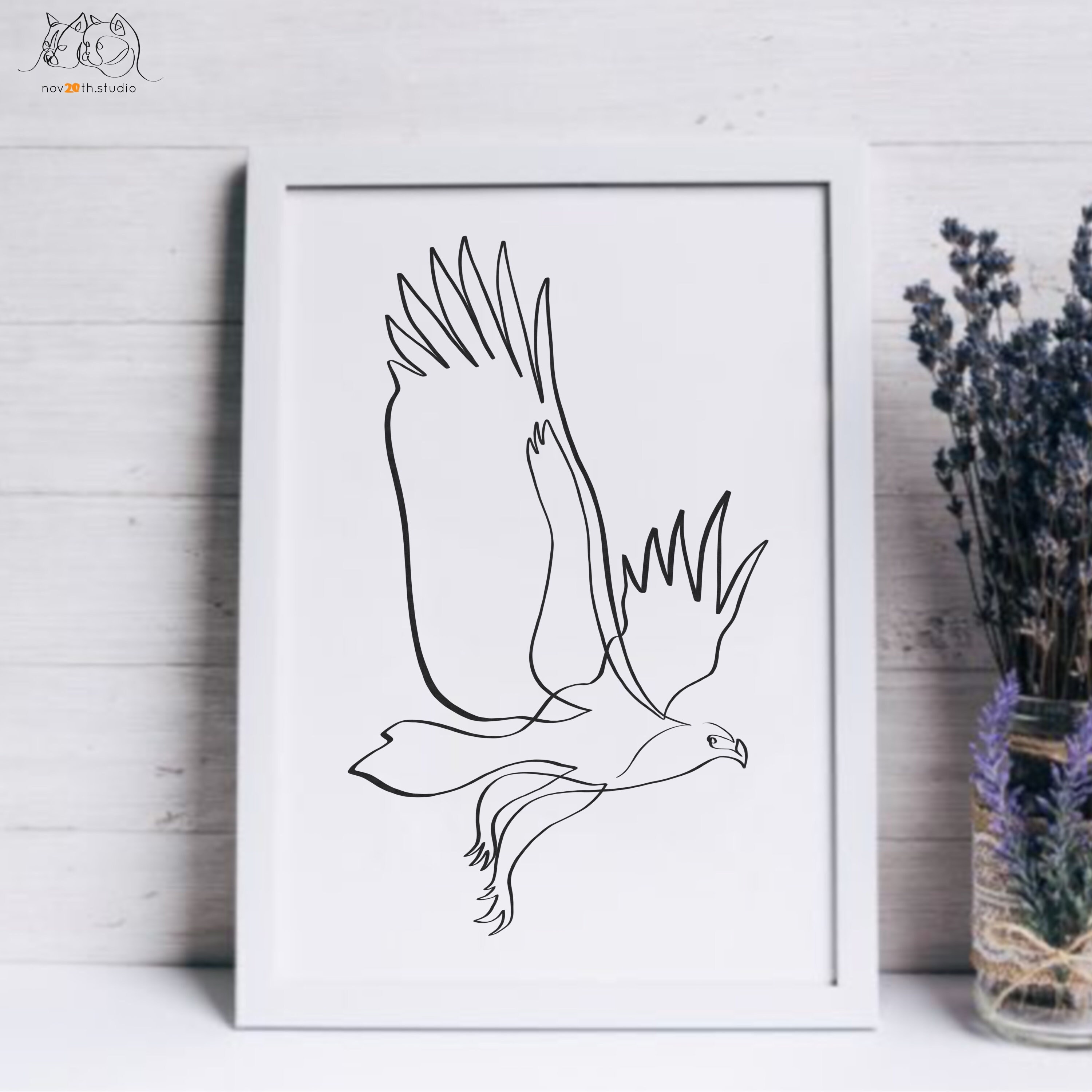 Minimal Hawk Art Svg, Jpeg, Png, One line art, Printable Hawk, Hawk ...