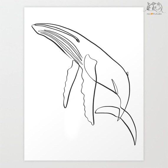 Instant Download Blue Whale One Line Art Blue Whale Minimal - Etsy