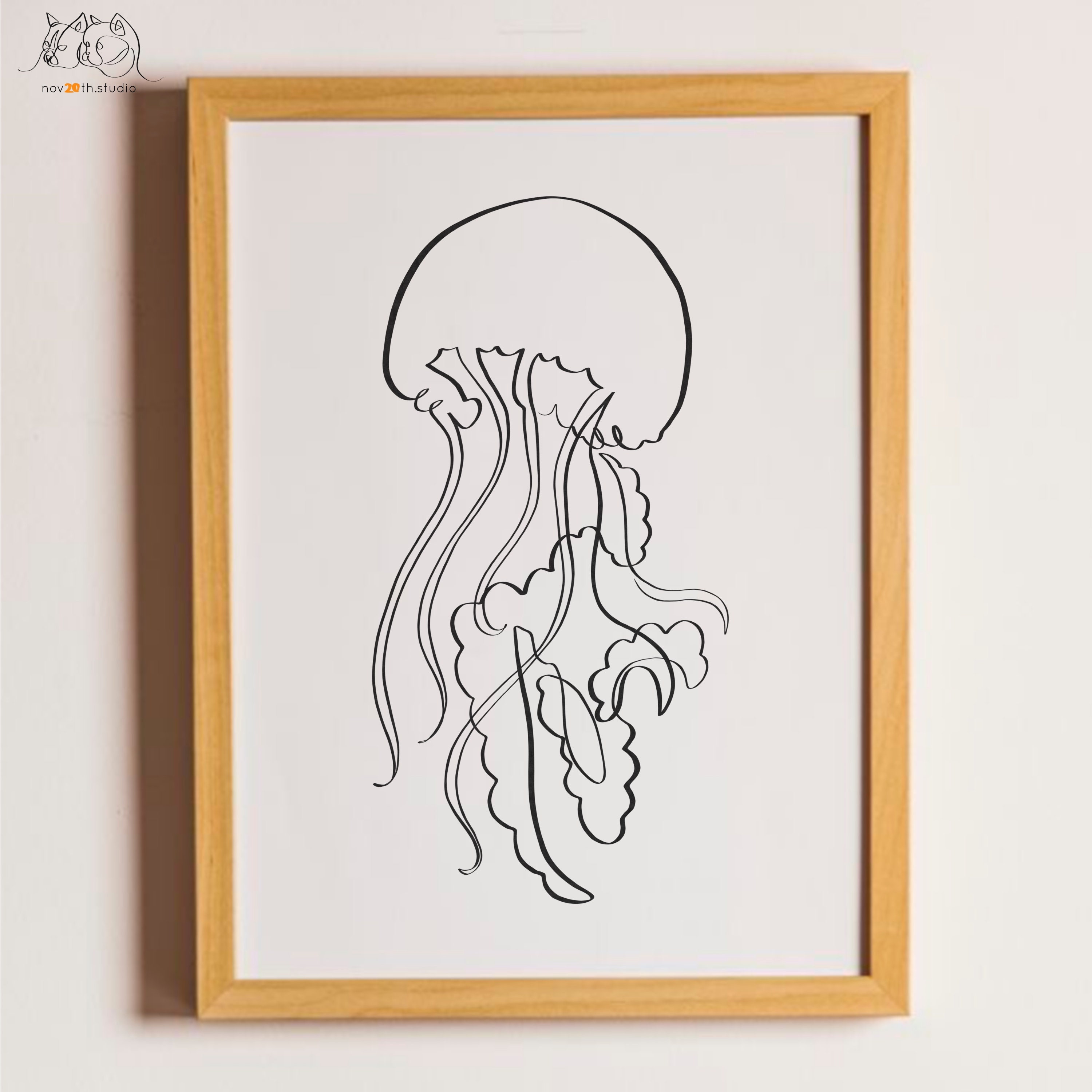 Jellyfish Svg Jpeg Png One Line Art Svg Files for Cricut - Etsy