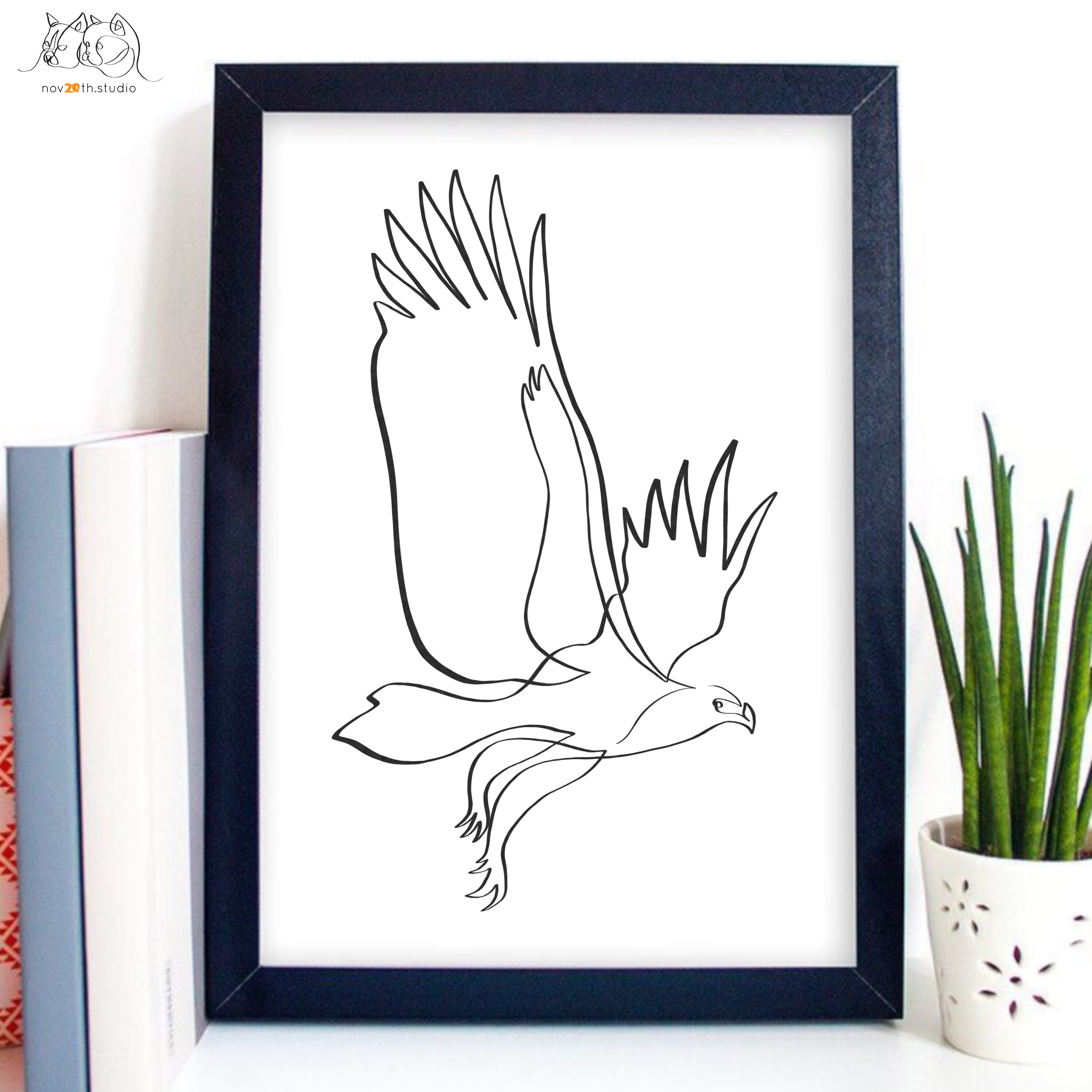 Minimal Hawk Art Svg, Jpeg, Png, One Line Art, Printable Hawk, Hawk ...