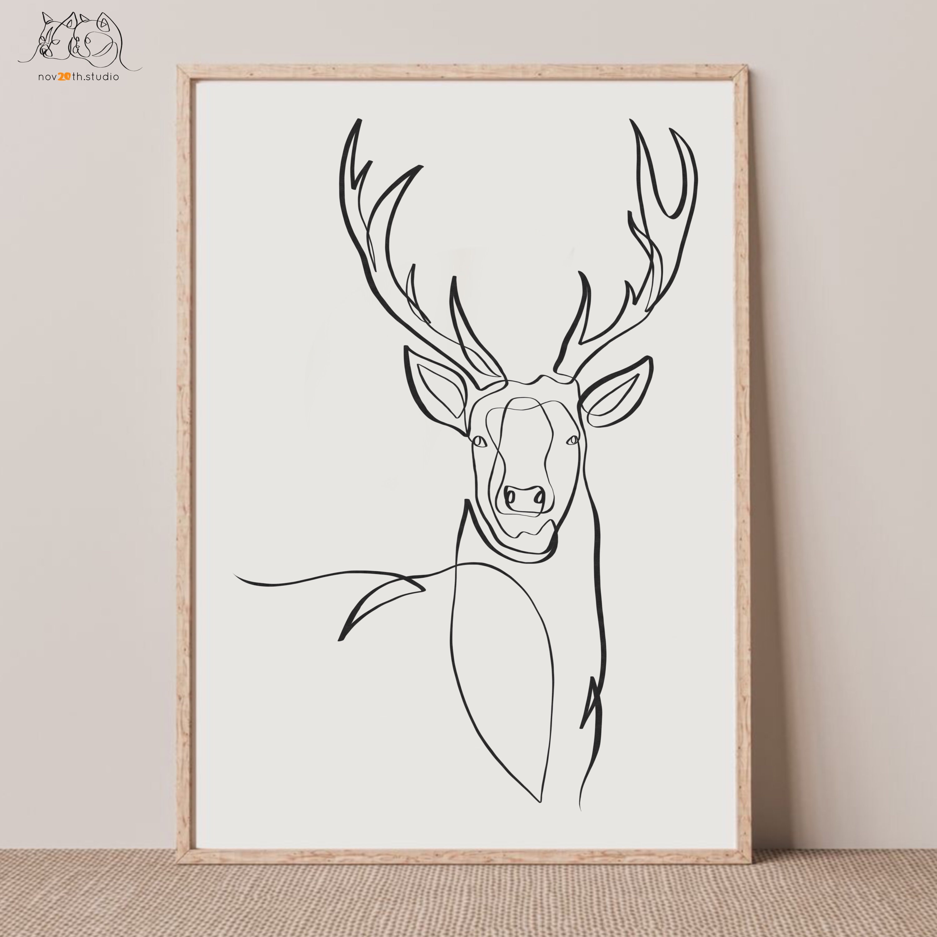 Deer Svg, Jpeg, Png, One Line Art, Deer Clipart, Deers Svg, Hunting Svg ...