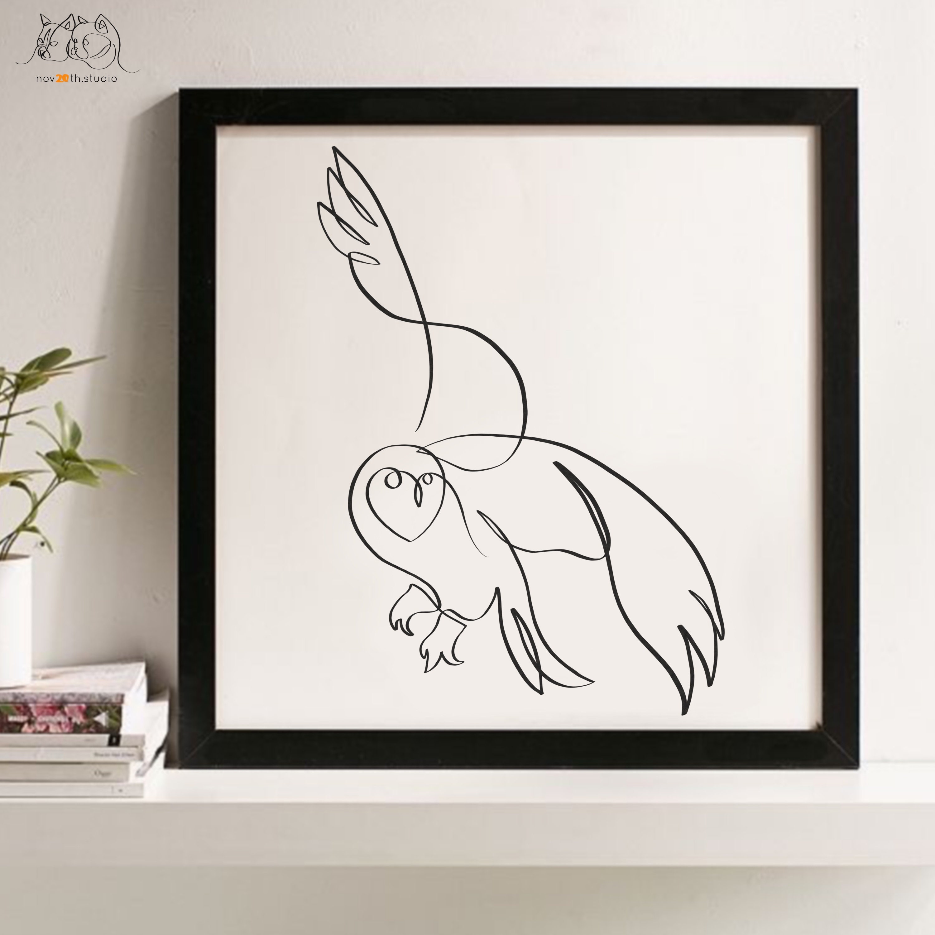 Instant Download Minimal Owl Art, One Line Owl Art, Printable Owl, Owl ...
