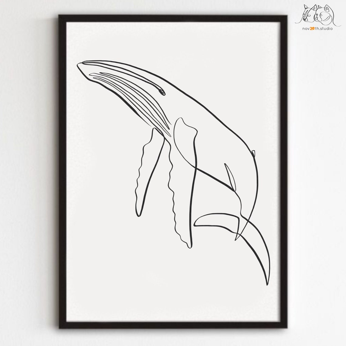 Instant Download Blue Whale, One Line Art Blue Whale, Minimal Blue ...
