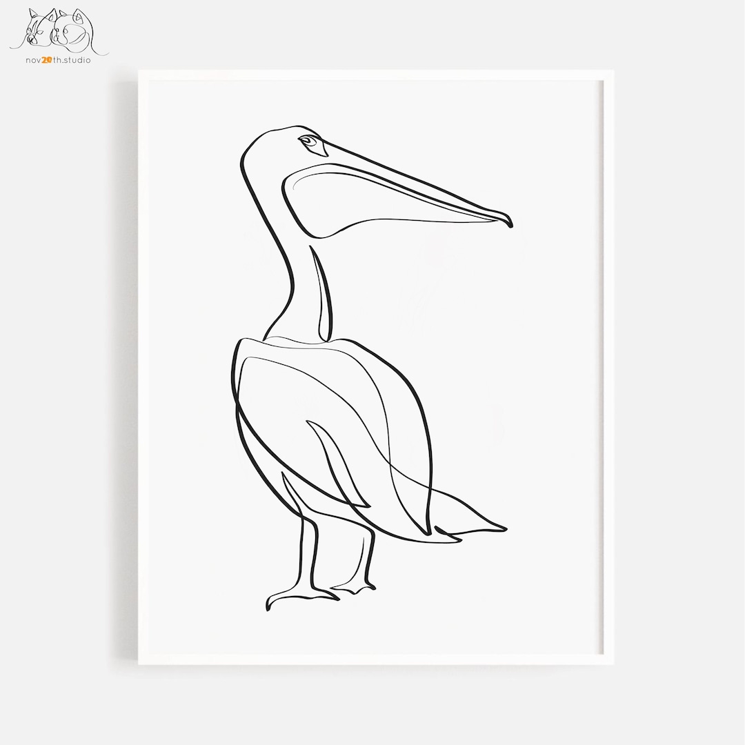 Instant Download Minimal Pelican Art, One Line Pelican, Printable Pelican, Pelican Wall Art ...