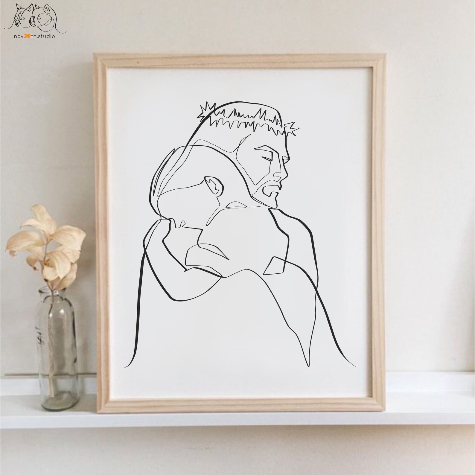 Jesus's Hug Svg, Jpeg, Png, One Line Art God's Hug, Hugging Baby ...