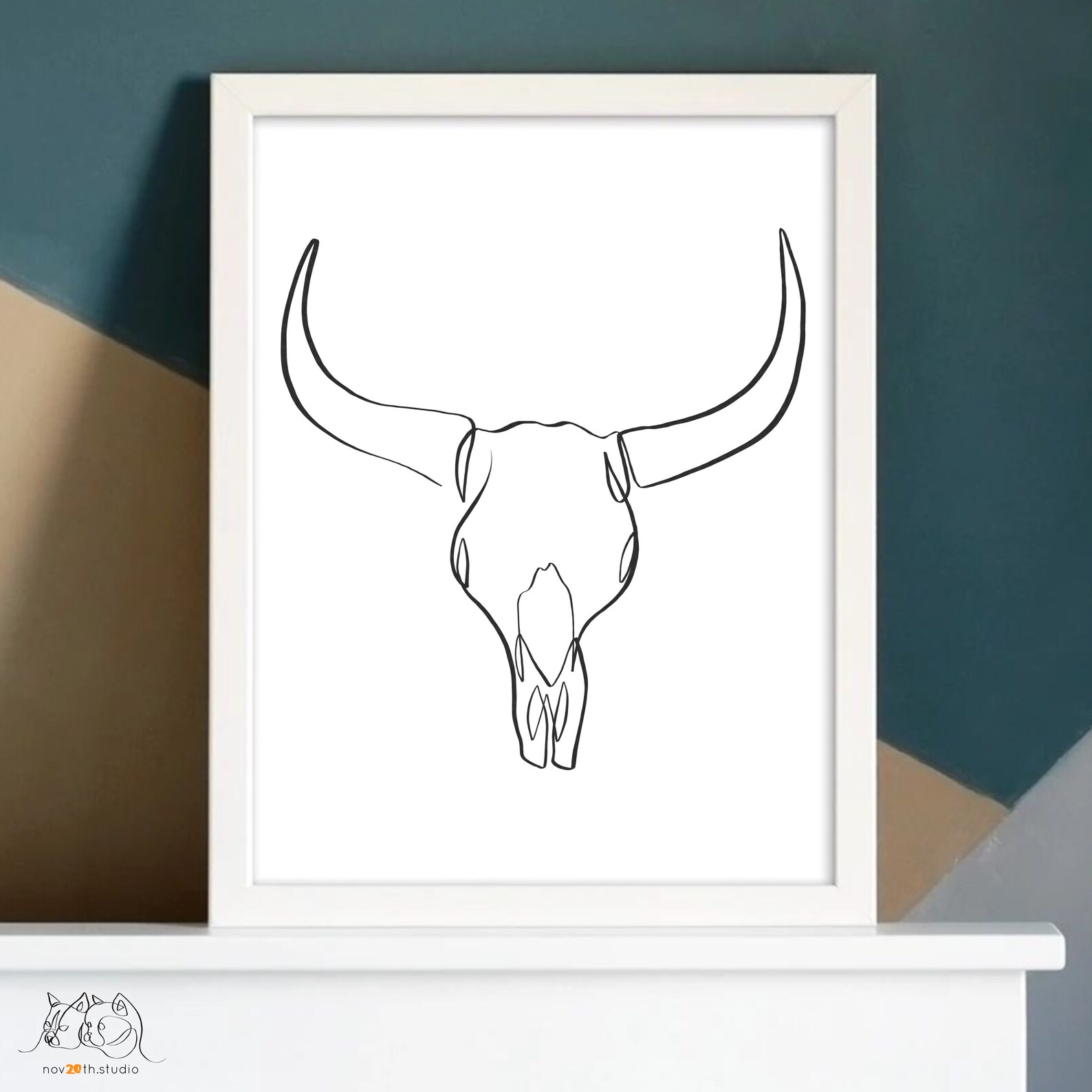 Bull skull Svg Jpeg Png One line art Biker Skull Svg | Etsy