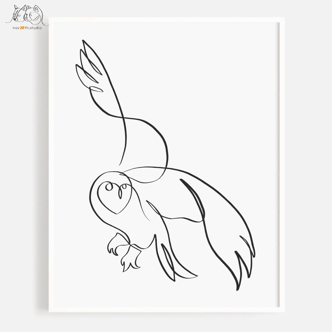 Instant Download Minimal Owl Art, One Line Owl Art, Printable Owl, Owl ...