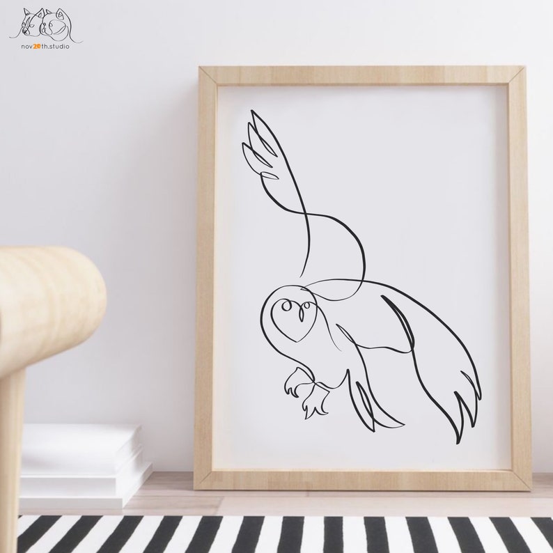 Instant Download Minimal Owl Art, One Line Owl Art, Printable Owl, Owl ...