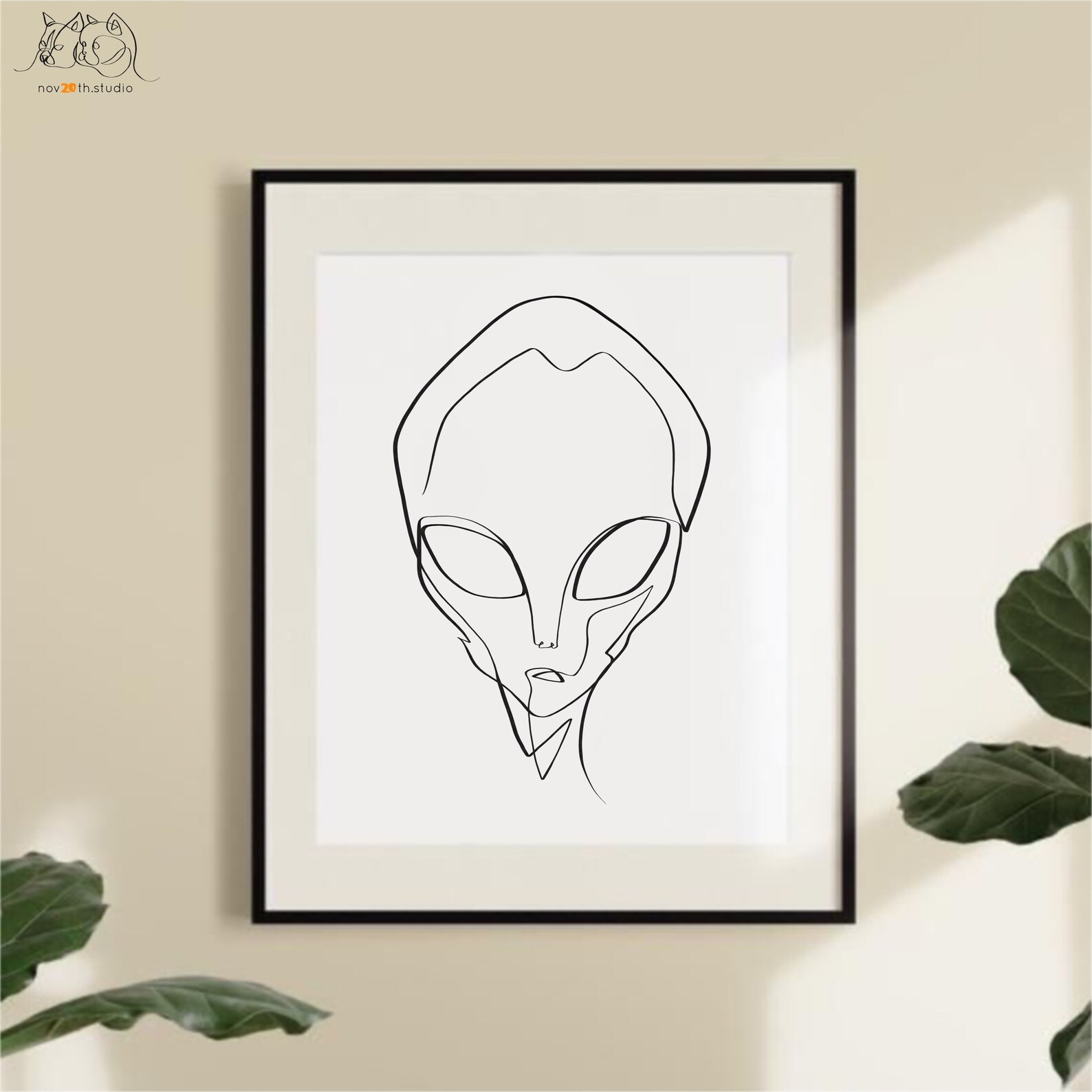 Instant Download Alien Art, Alien One Line Print, Alien Wall Art, UFO ...