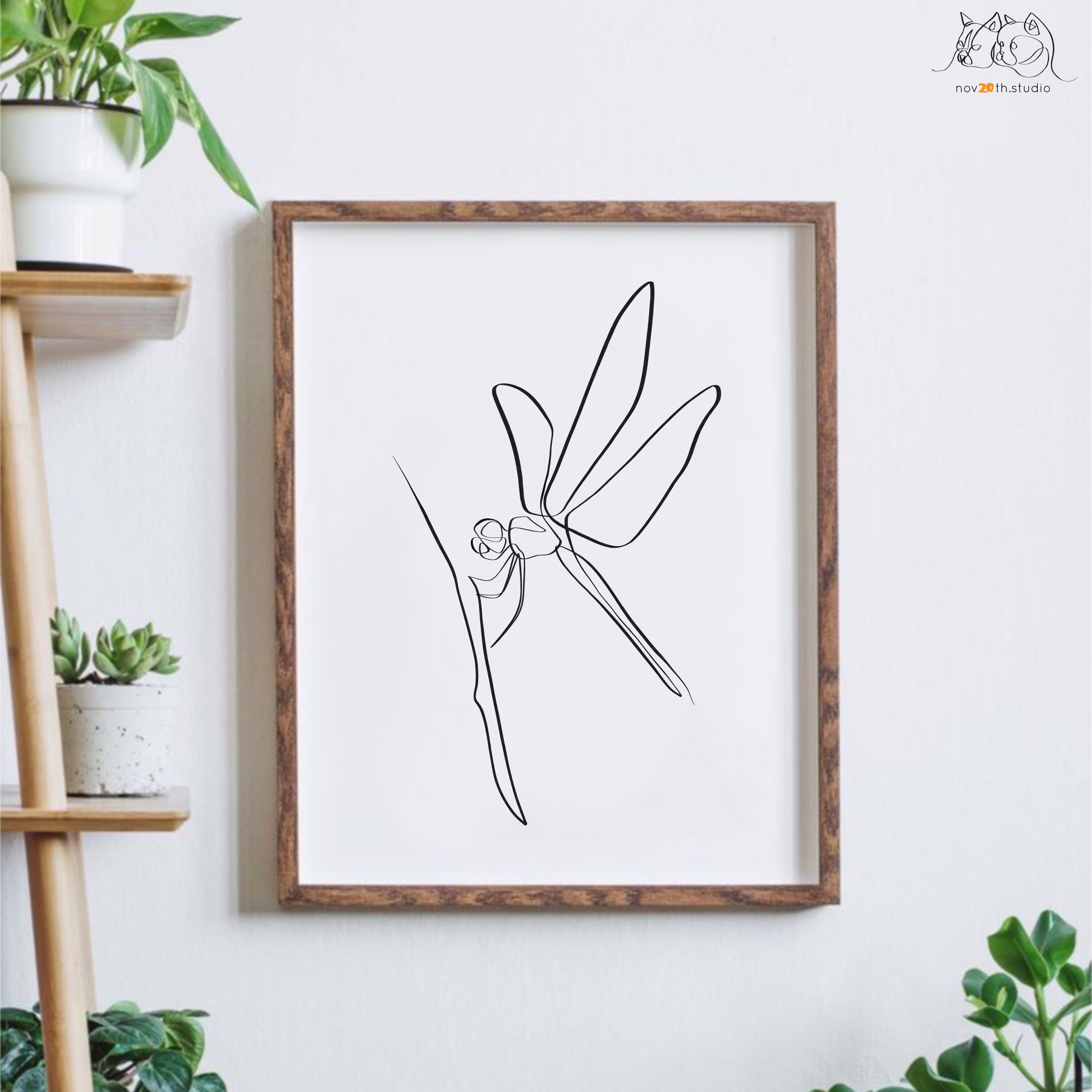 Instant Download Dragonfly Art, One Line Dragonfly, Minimalist ...