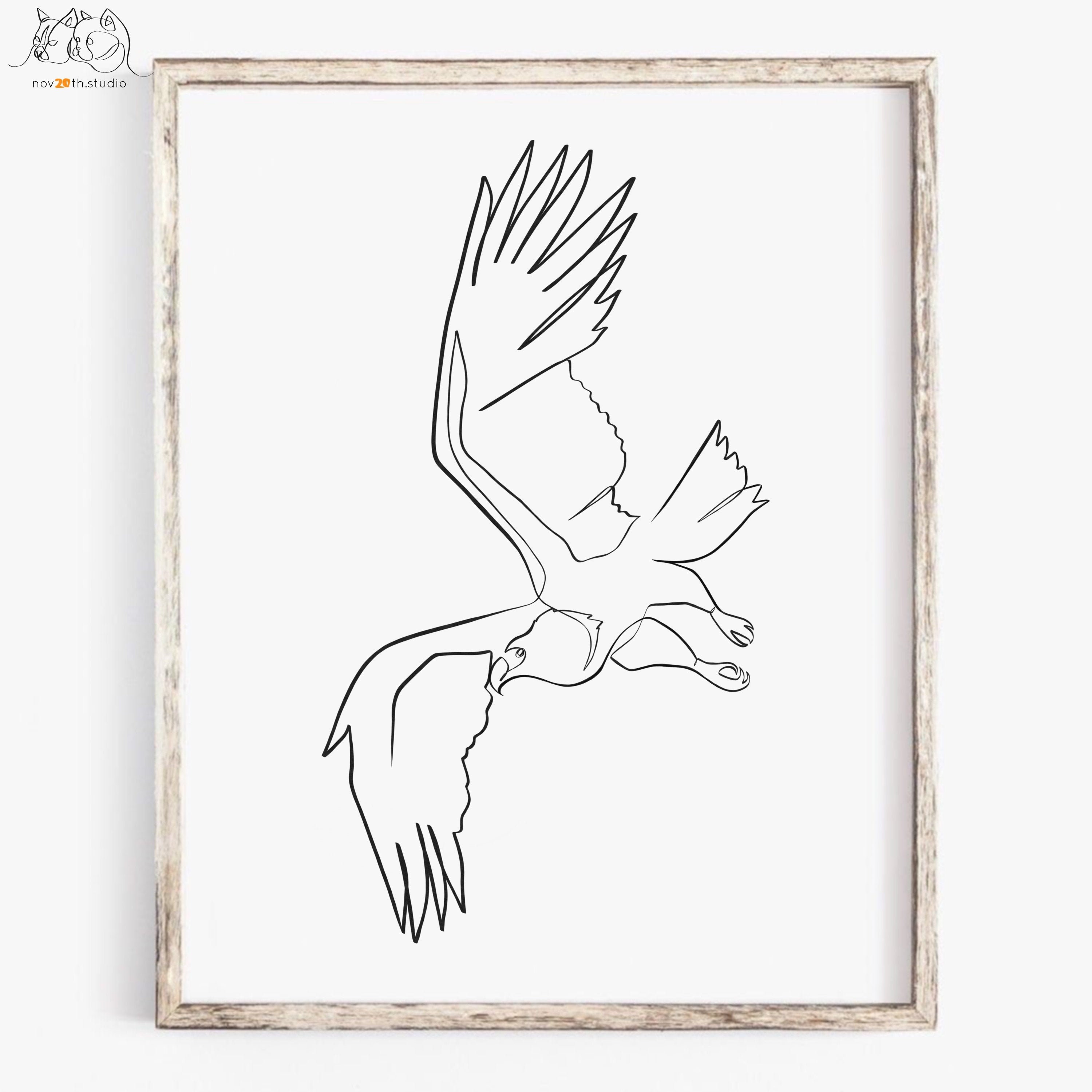 Instant Download Minimal Eagle Art, One Line Eagle Art, Printable Eagle ...