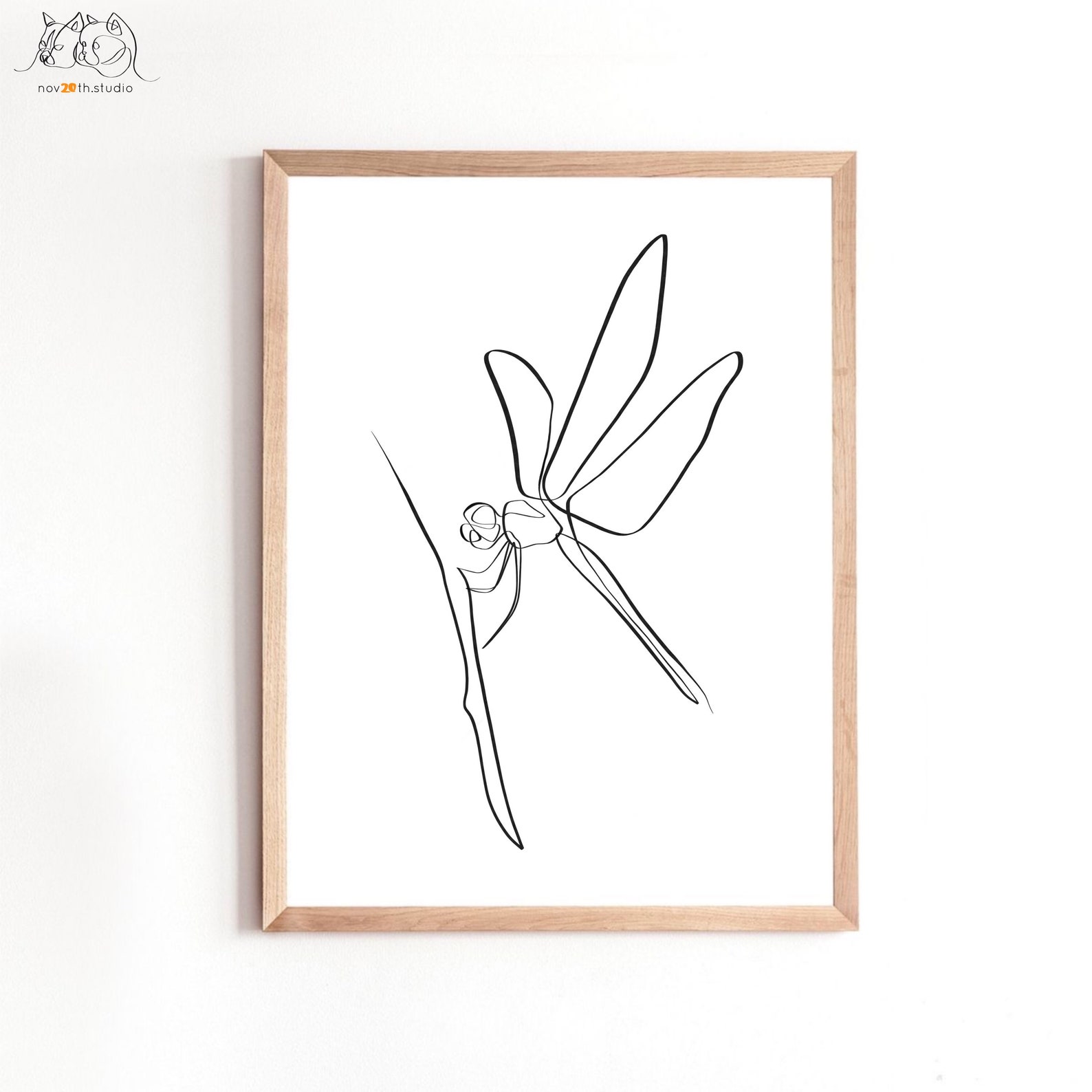 Instant Download Dragonfly Art, One Line Dragonfly, Minimalist ...