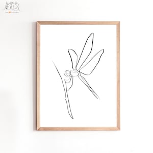Instant Download Dragonfly Art, One Line Dragonfly, Minimalist ...