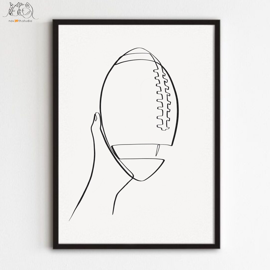 Instant Download American Football Art, One Line Art, Printable Line ...