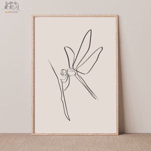 Instant Download Dragonfly Art, One Line Dragonfly, Minimalist ...