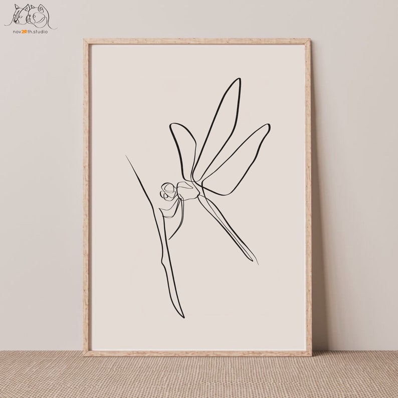 Instant Download Dragonfly Art, One Line Dragonfly, Minimalist ...