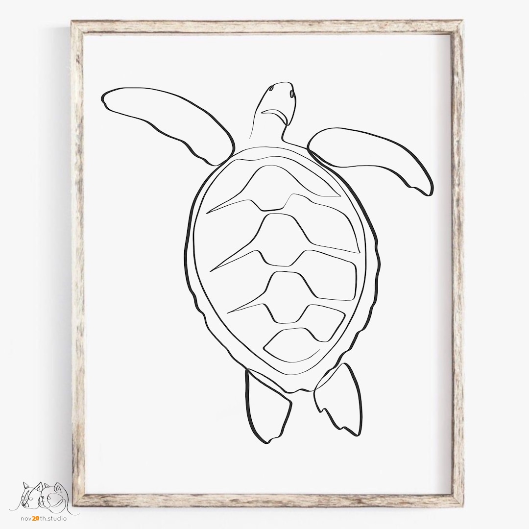 Instant Download Minimal Sea Turtle Art, One Line Sea Turtle Art ...