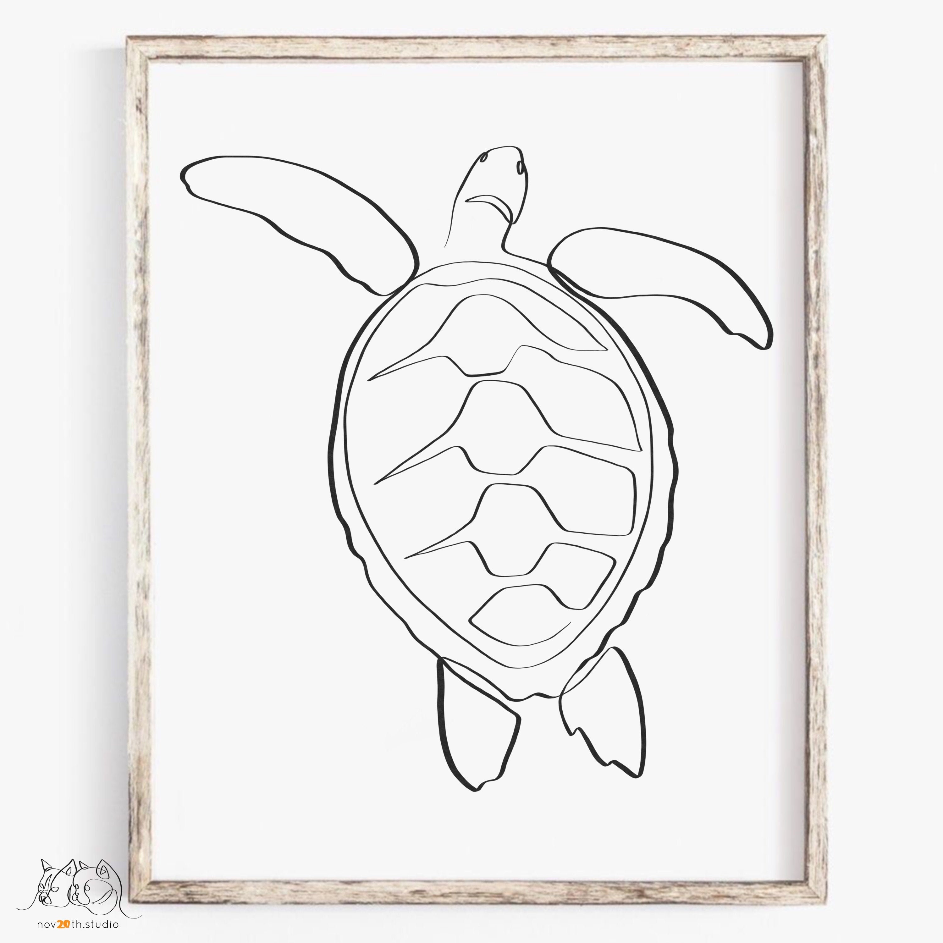 Instant Download Minimal Sea Turtle Art, One Line Sea Turtle Art ...
