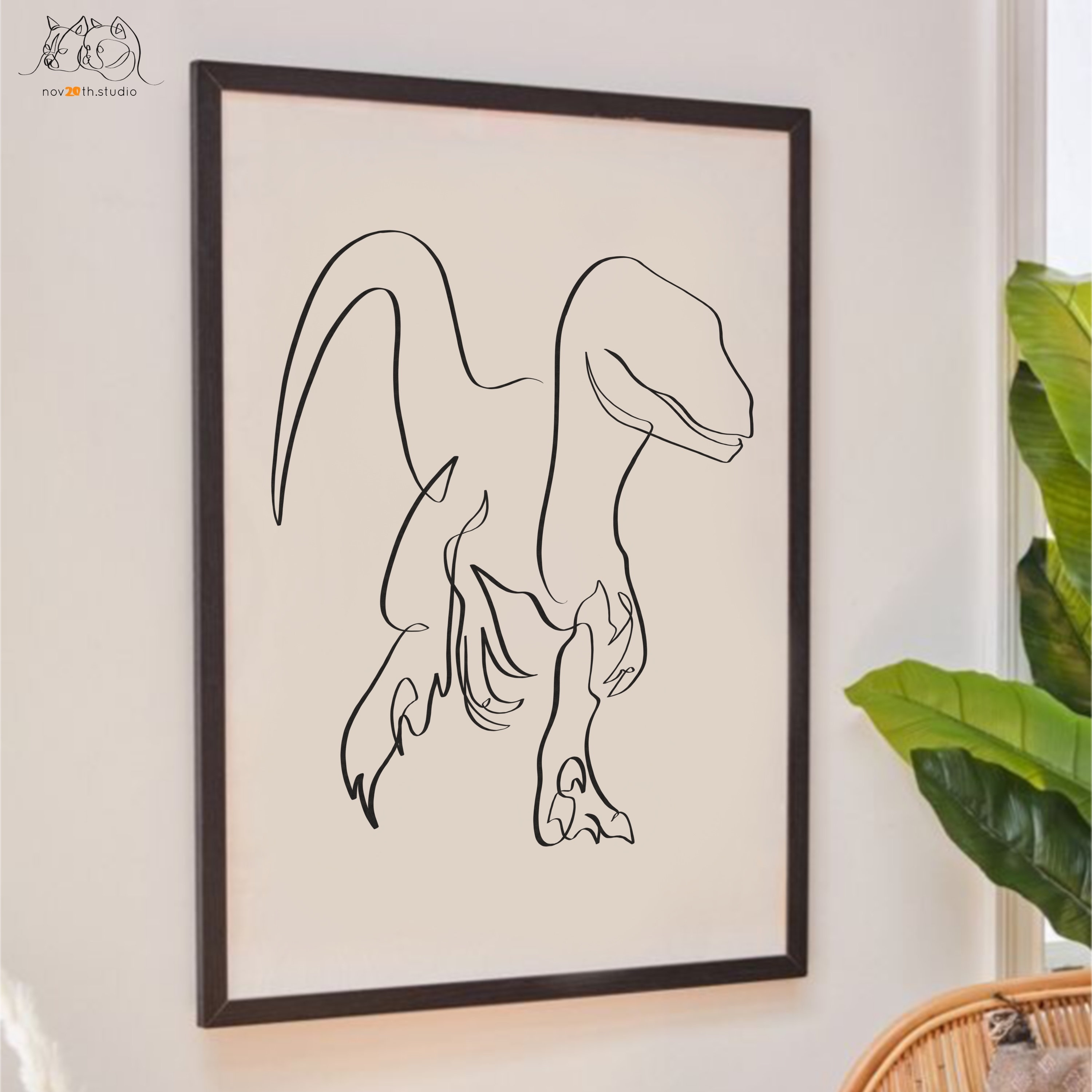 Instant Download Minimal Dinosaur Art, One Line Art, Digital Download ...