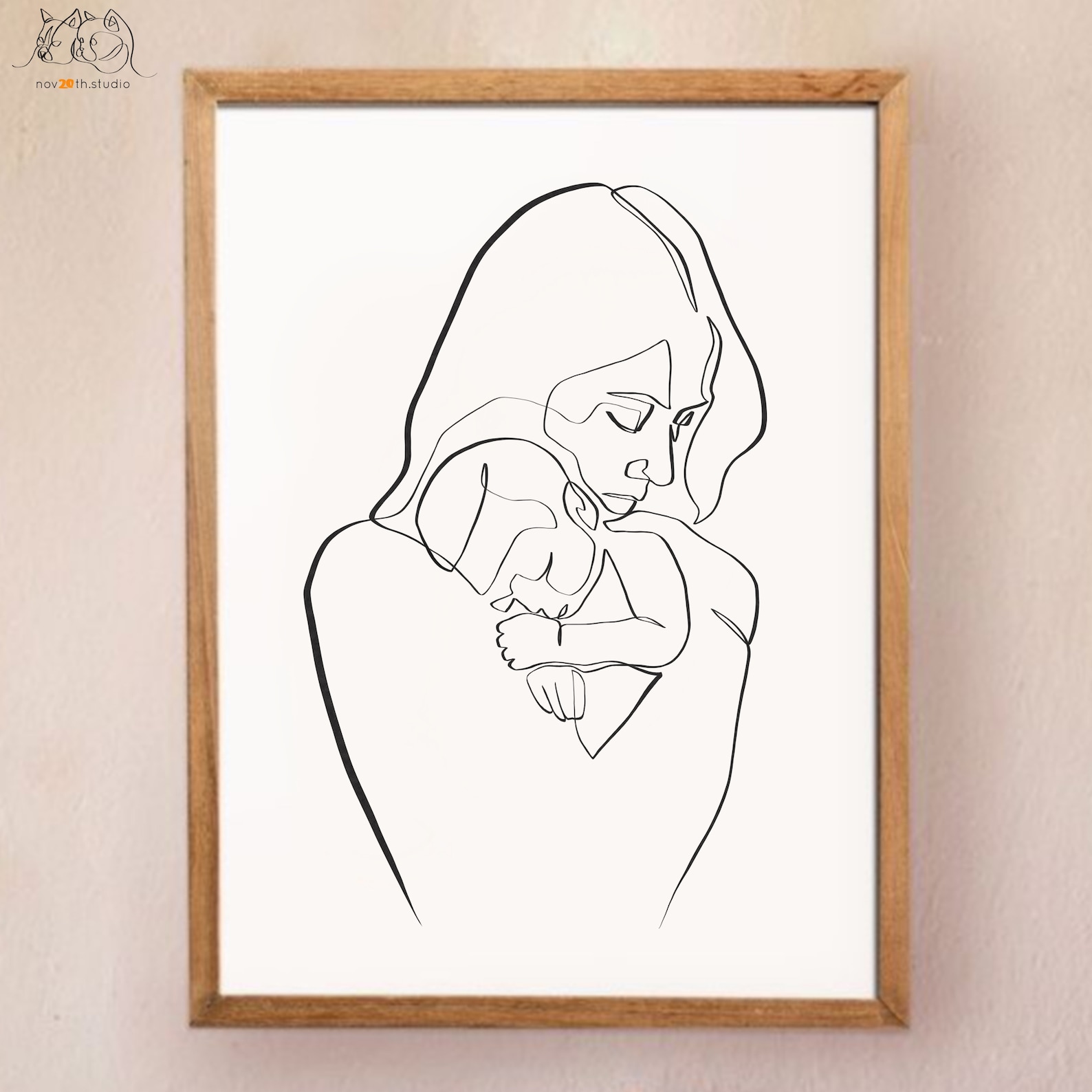 Mom Svg Jpeg Png One line art Mom and Baby Mothers Day | Etsy
