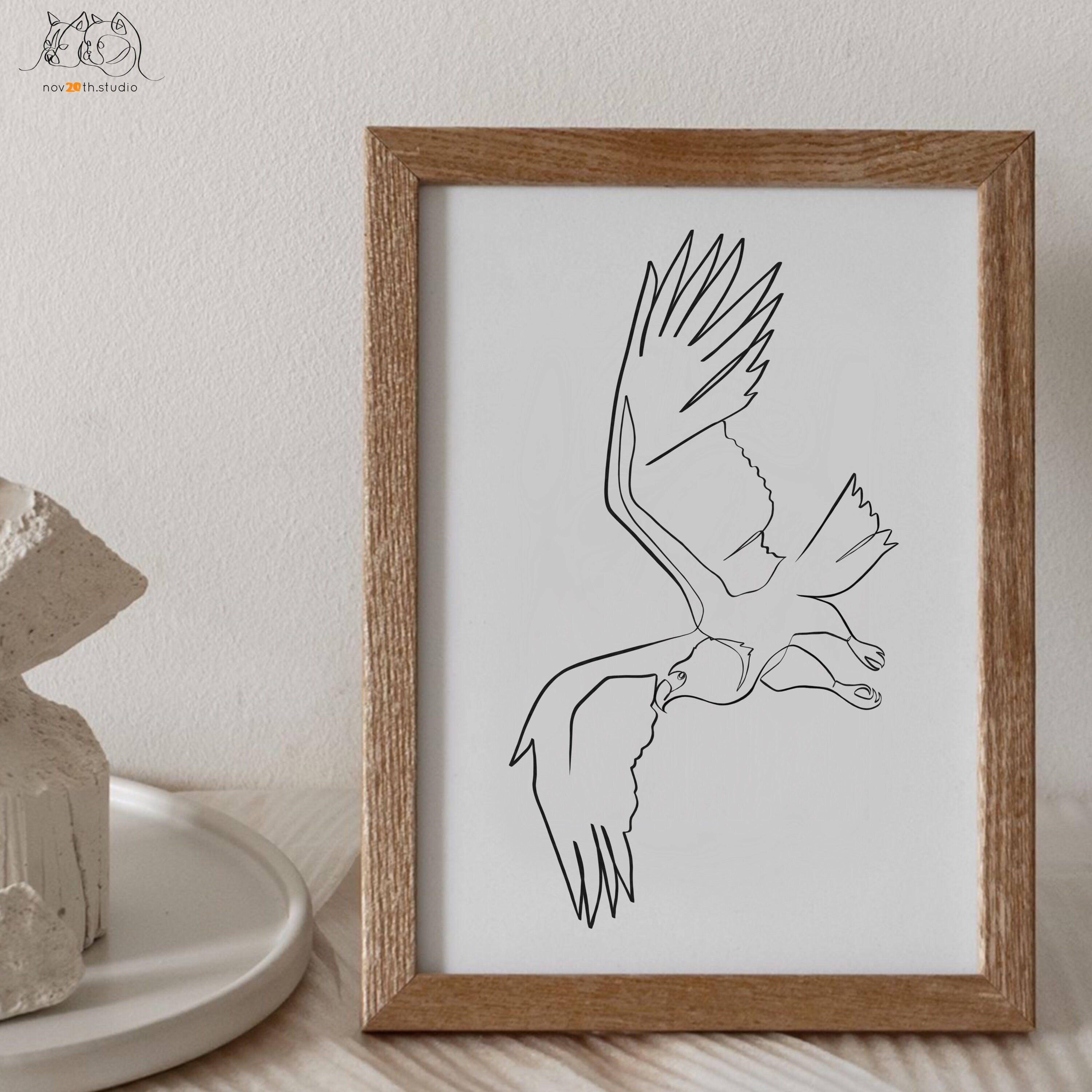 Instant Download Minimal Eagle Art, One Line Eagle Art, Printable Eagle ...