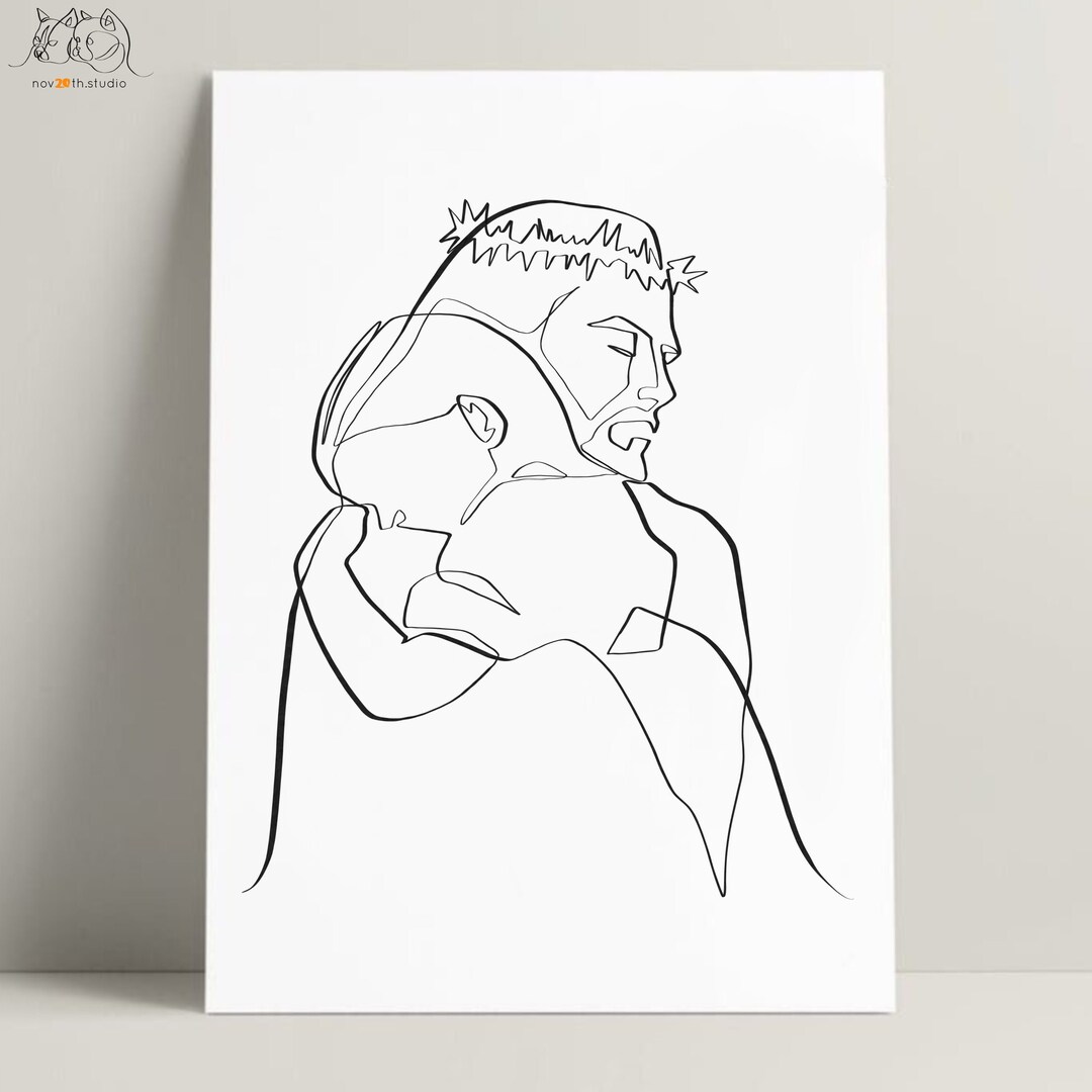 Jesus's Hug Svg, Jpeg, Png, One Line Art God's Hug, Hugging Baby ...