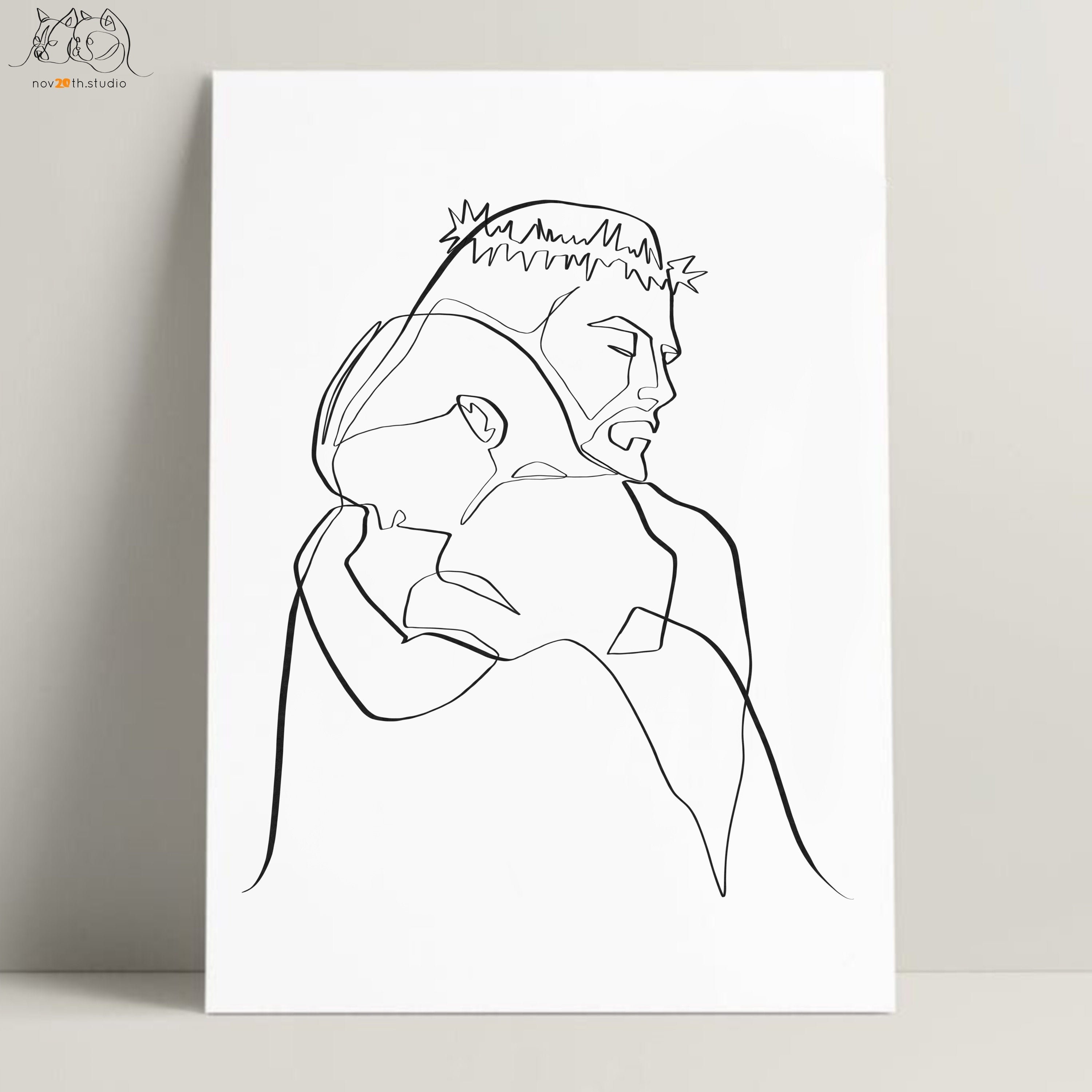 Jesus's Hug Svg, Jpeg, Png, One Line Art God's Hug, Hugging Baby ...