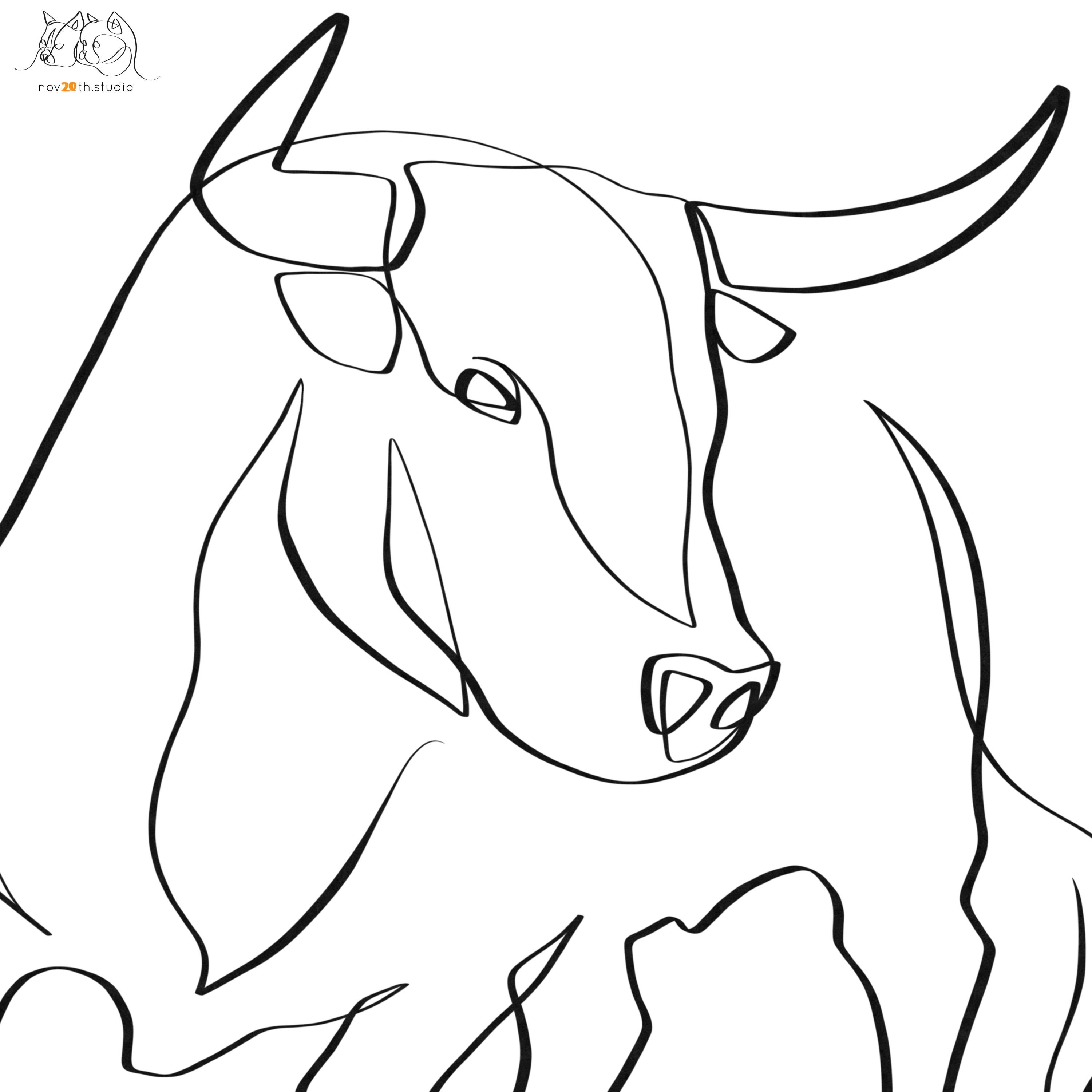 Instant Download Minimal Bullfighting Art, One Line Art Bull, Printable ...