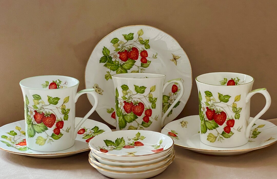 Rosina China Queens Virginia Strawberry Tea Set - Etsy