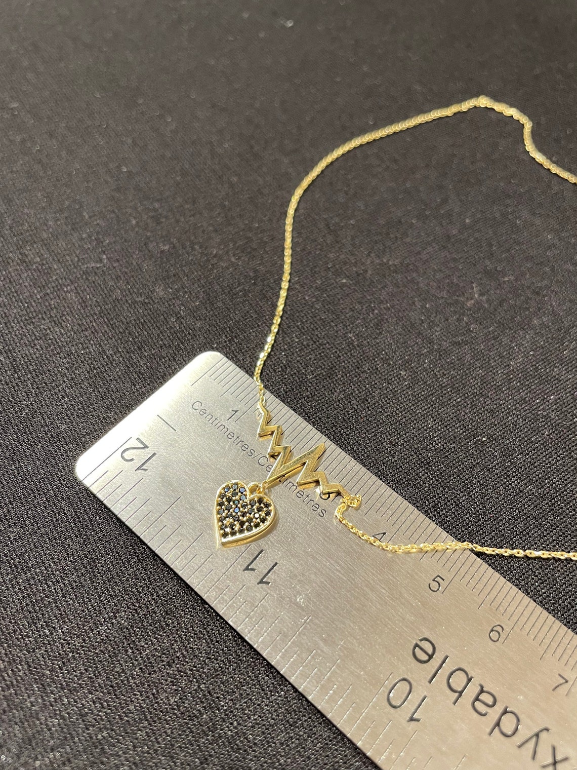 14k Pure Gold Heart Beat Necklace 14k Life Line Necklace - Etsy