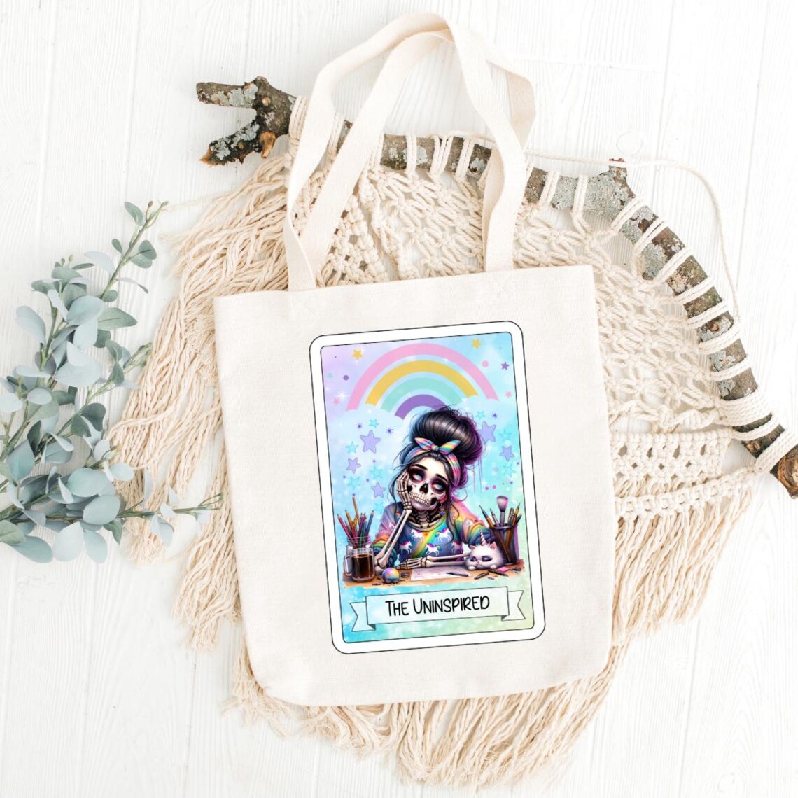 The Uninspired Tarot Card PNG, Skeleton Sublimation Design, Witchy ...