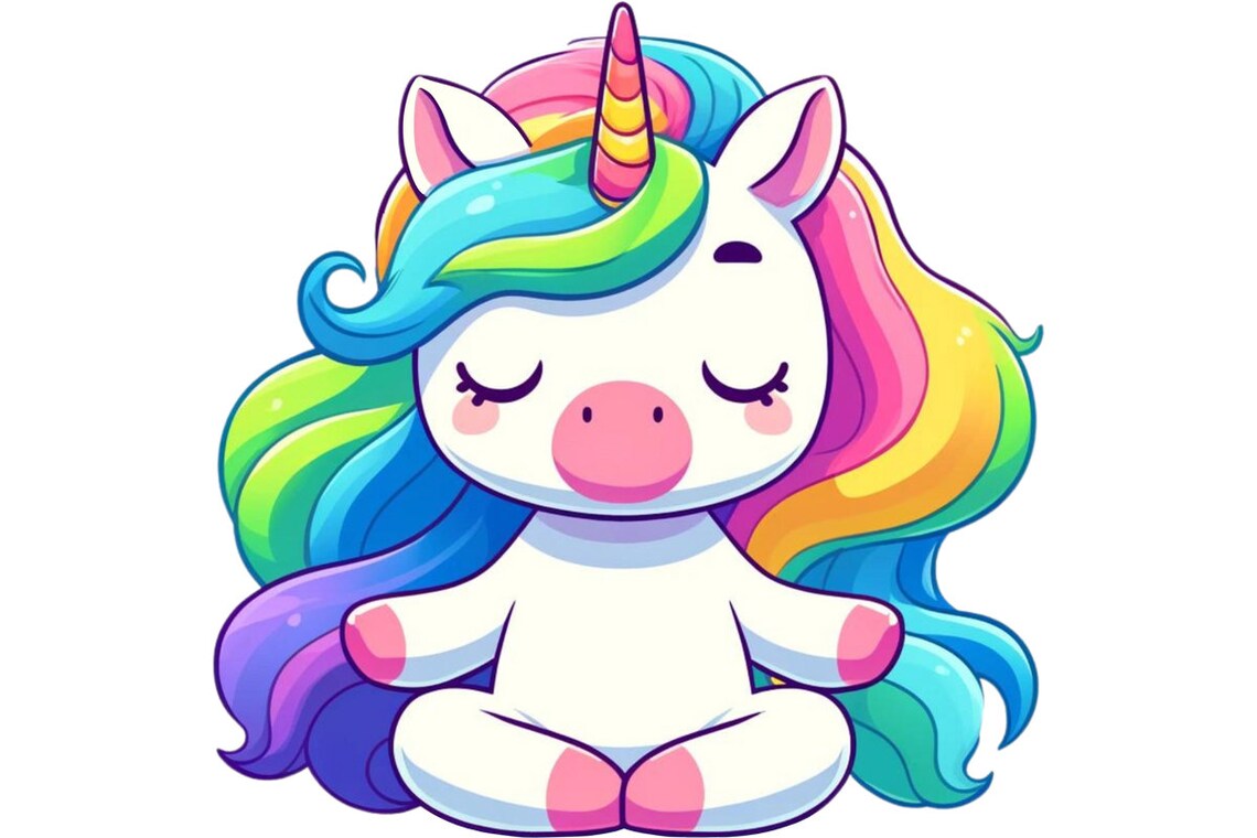 Cute Meditating Unicorn, Lotus Position, Yoga, Meditation, Sublimation ...