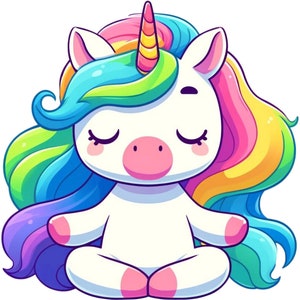 Cute Meditating Unicorn, Lotus Position, Yoga, Meditation, Sublimation ...