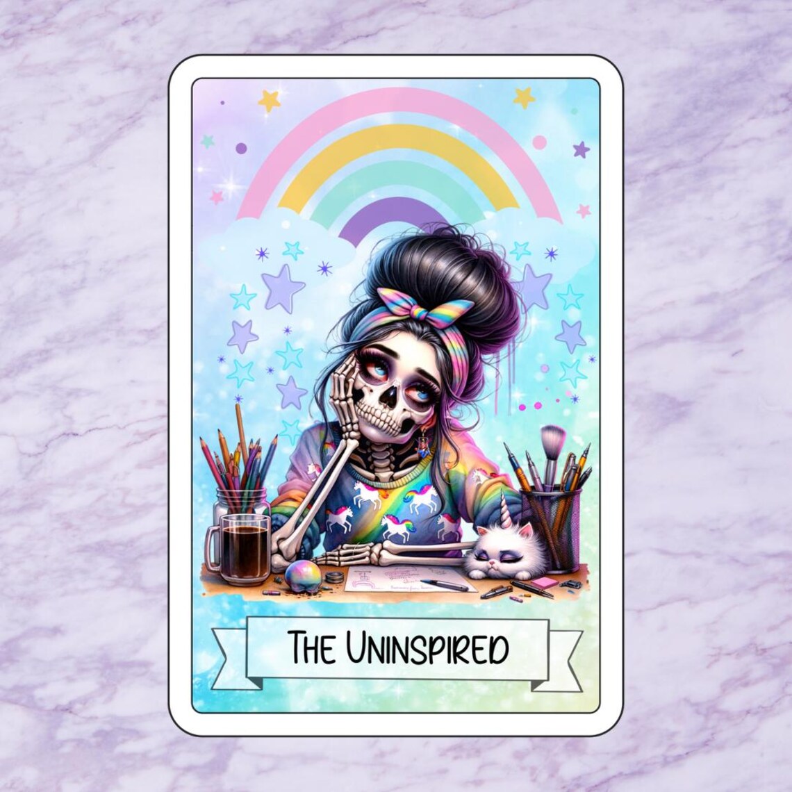 The Uninspired Tarot Card PNG, Skeleton Sublimation Design, Witchy ...