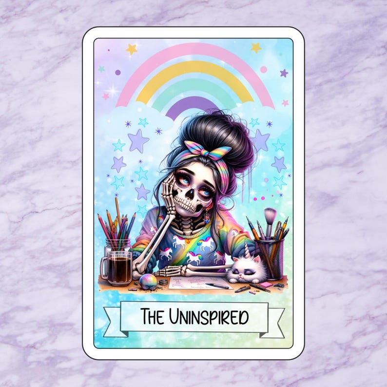 The Uninspired Tarot Card PNG, Skeleton Sublimation Design, Witchy ...