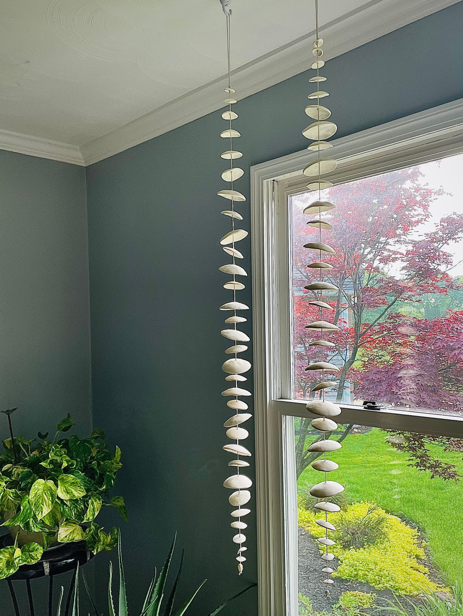 White Handmade Ceramic Wind Chimes/garland/spinning28-29 | Etsy