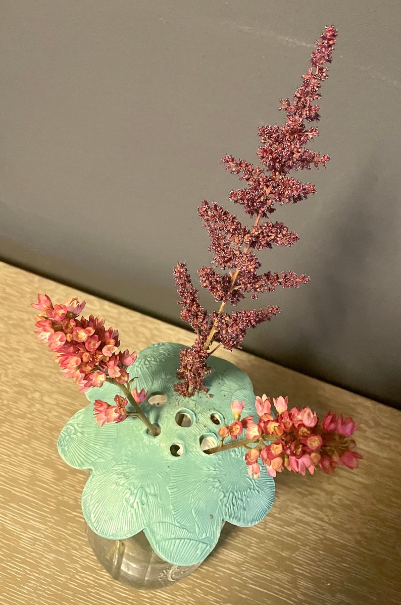 Ceramic Flower Frog Mason Jar/vase Topper Flower/greens - Etsy