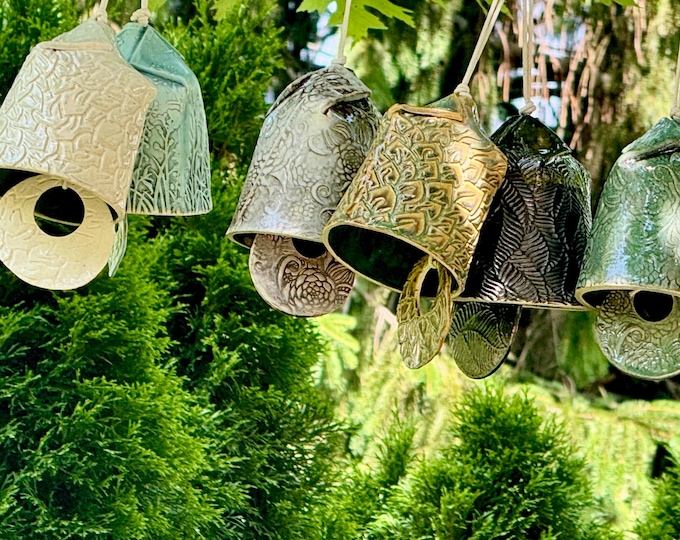 Pottery Animal Bells. Handmade Ceramic Wind Chime. Garden or Indoor ...