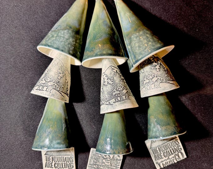 The Mountains Are Calling - Handmade Ceramic Wind Chimes - Cone Shaped ...