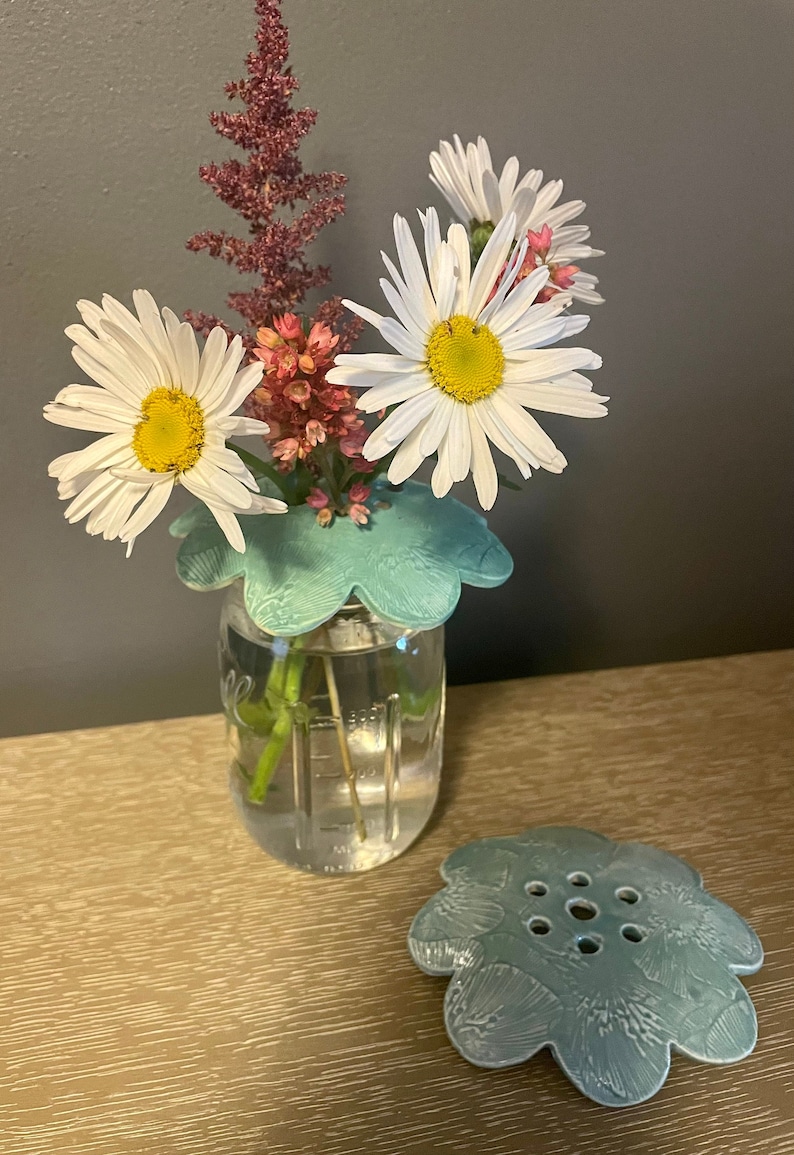 Ceramic Flower Frog Mason Jar/vase Topper Flower/greens - Etsy