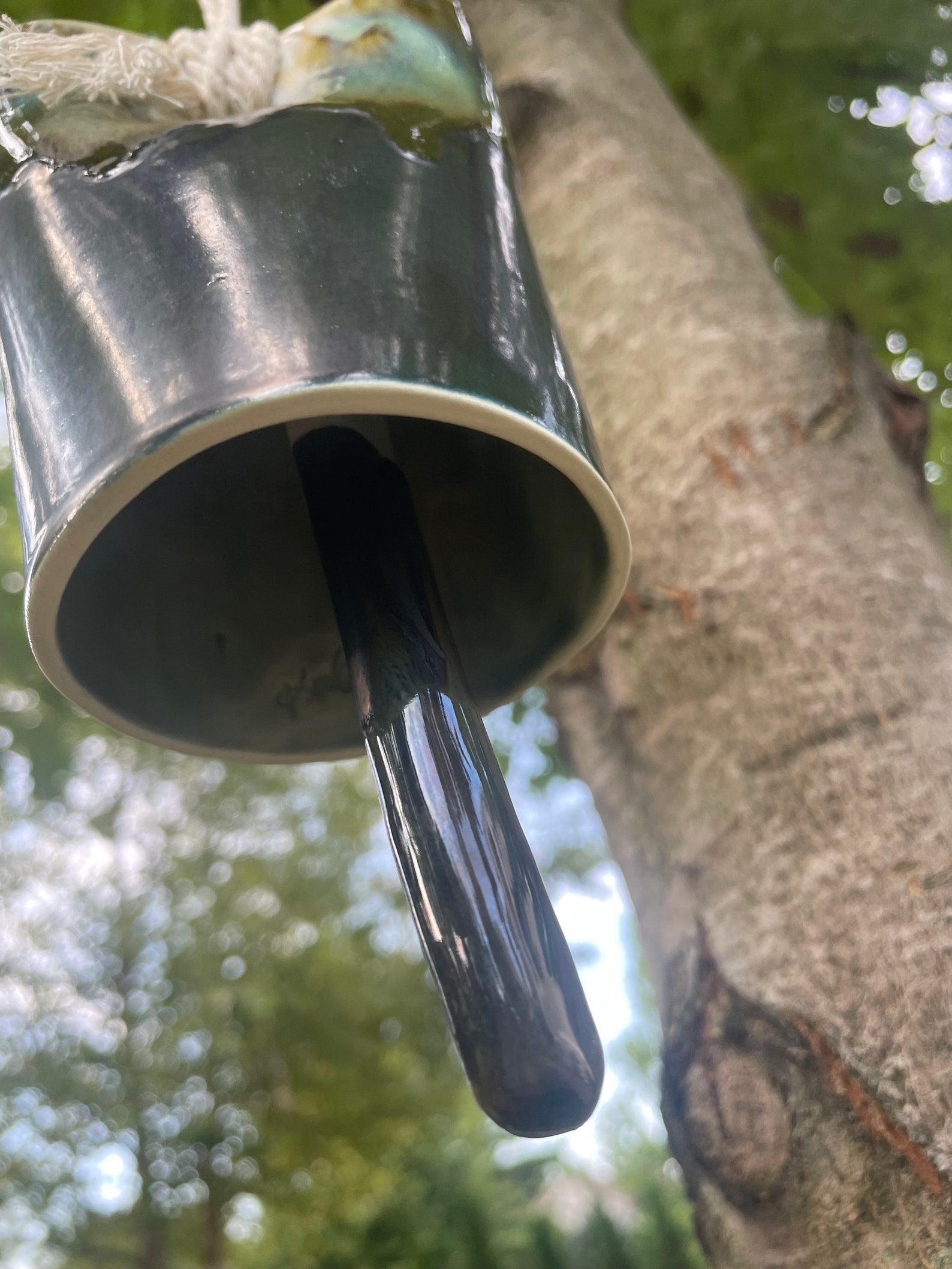 Handmade Ceramic Bell Chime: Charcoal Metallic Glaze, Quiet Sound - Etsy