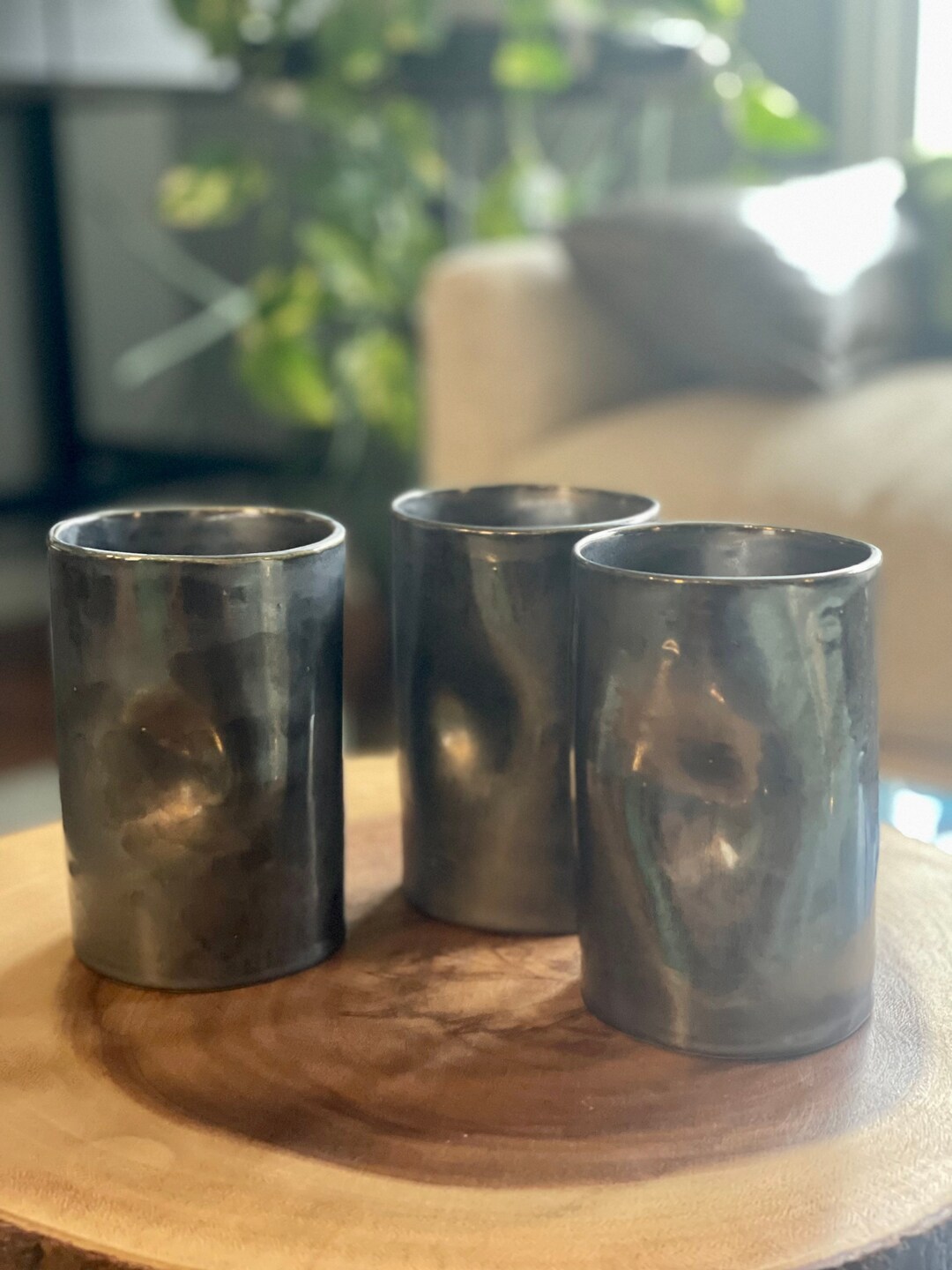 Charcoal Black Metallic Thumb Mug/thumb Tumbler Handmade - Etsy