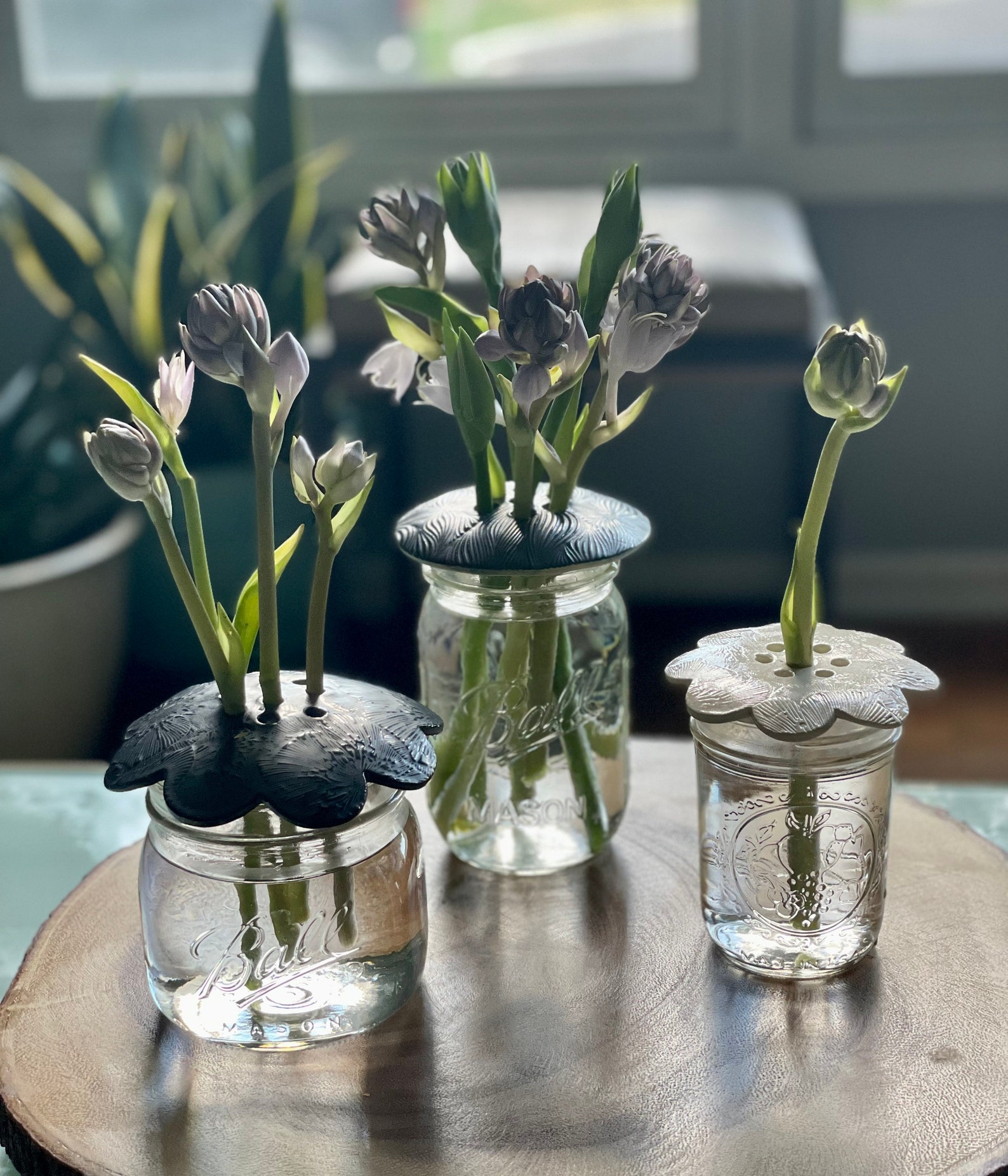 Ceramic Flower Frog Mason Jar/vase Topper Flower/greens - Etsy