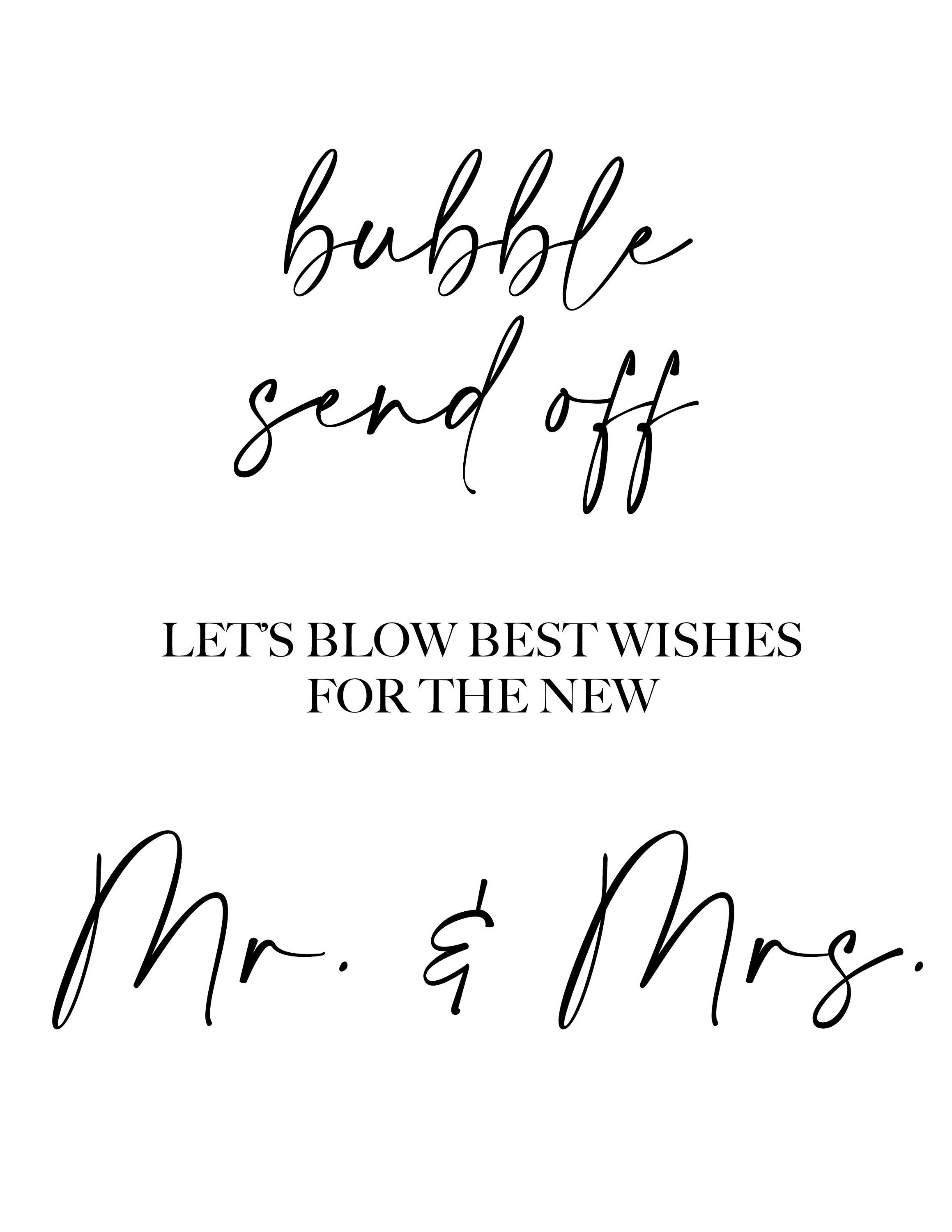 Bubble Send Off Wedding Sign Decor Digital Download File | Etsy