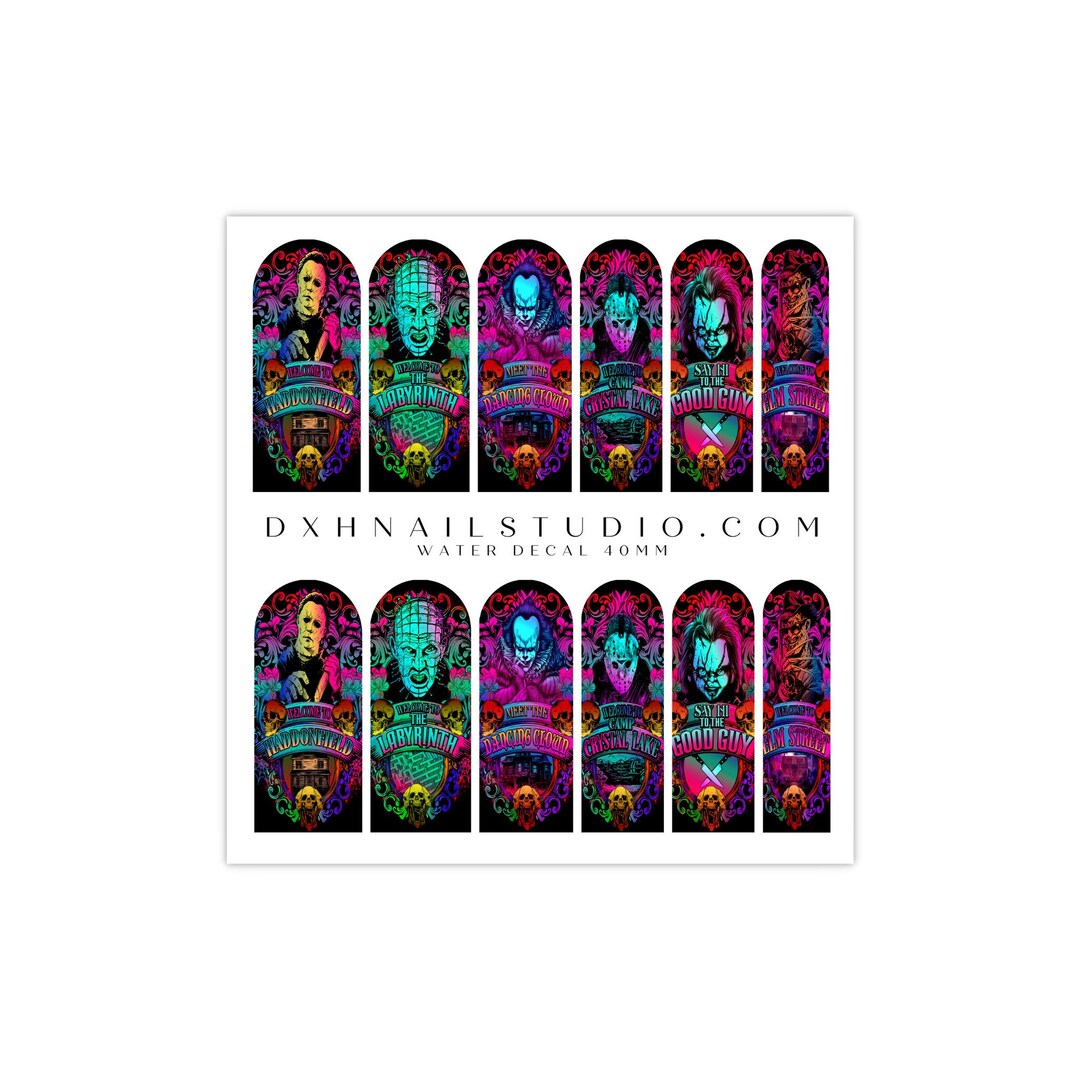 Retro Slasher Crew Halloween Nail Decals Horror Villain Nail - Etsy